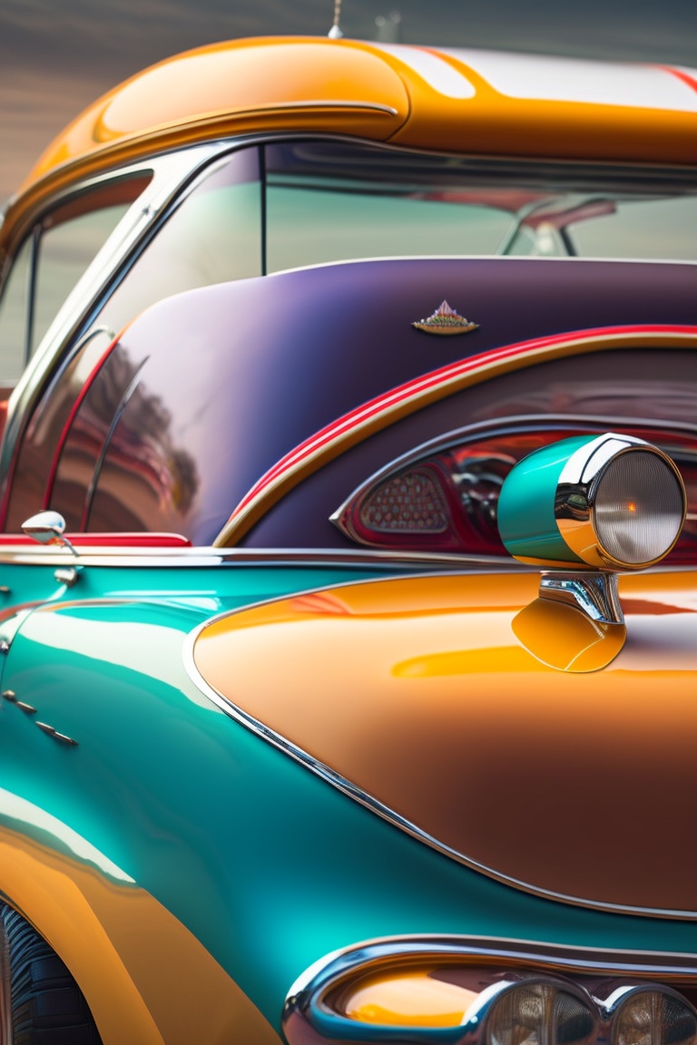 Lexica - A vintage car, details, colors, vintage, futuristic, spot