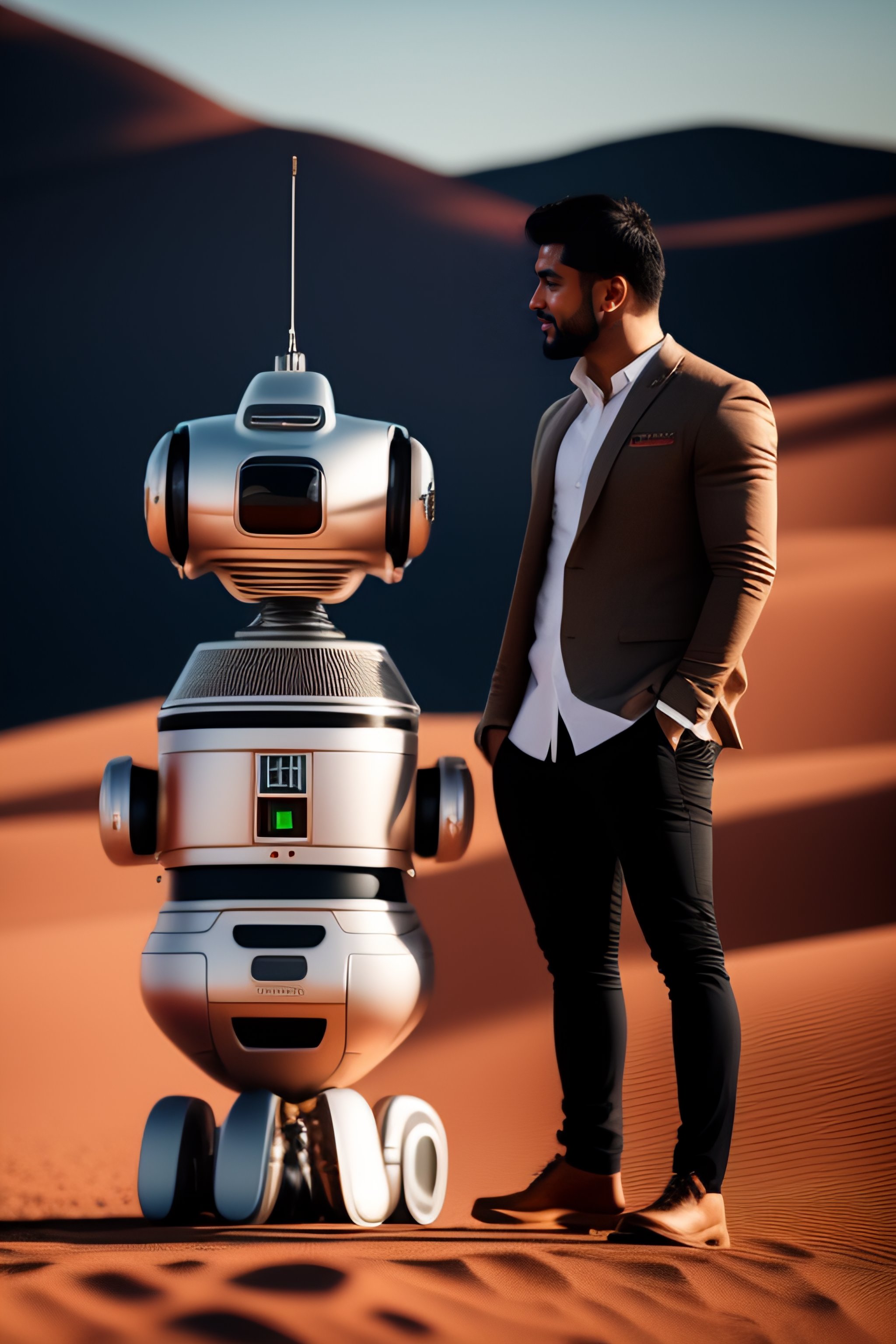 Lexica - High quality photograph of aria finger interviewing a robot ...