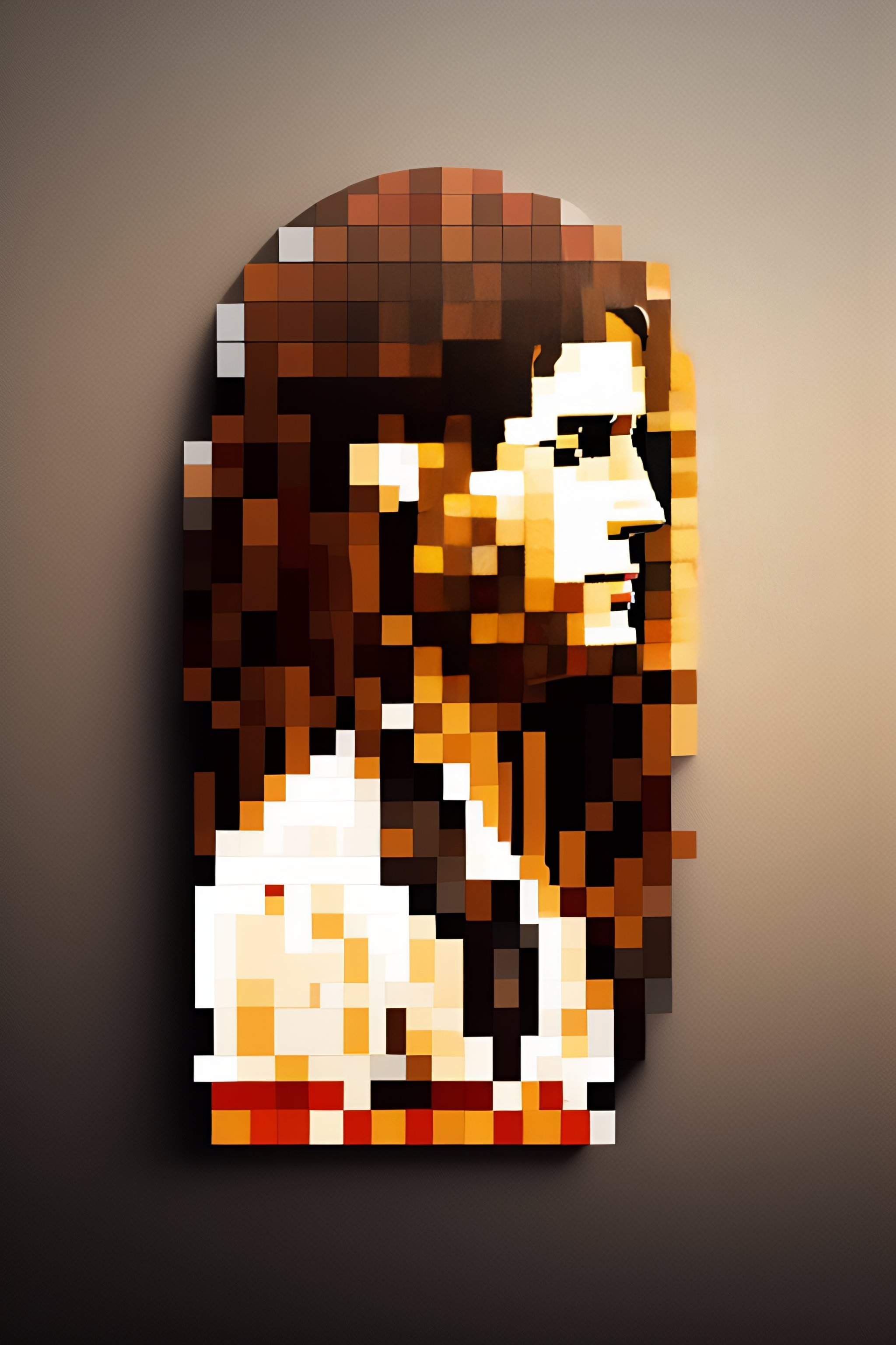 Lexica - Man with long curly hair curved face pixel art good definition