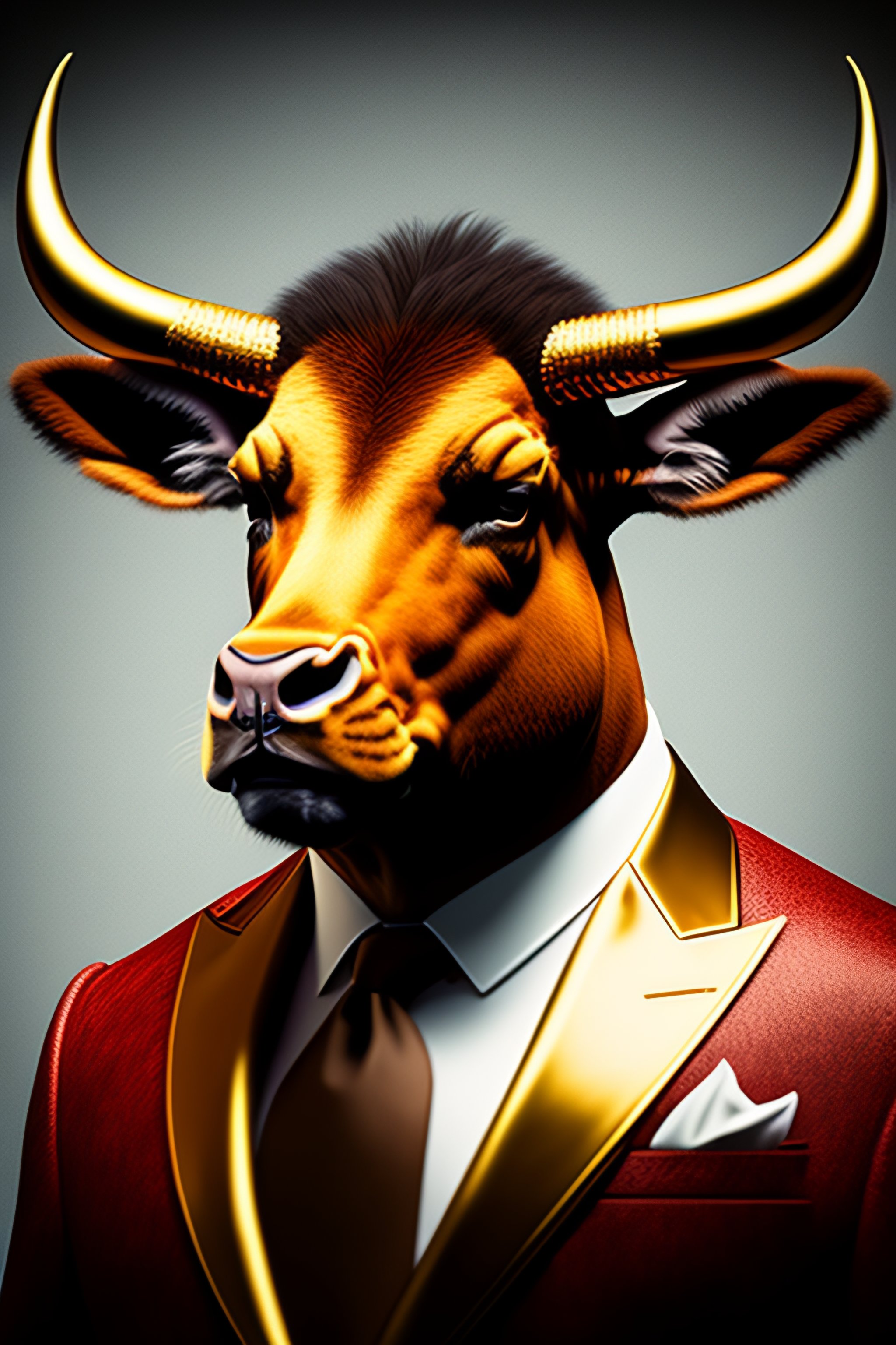 Lexica - Award winning photo of a mobster boss bull head, horns, angry ...