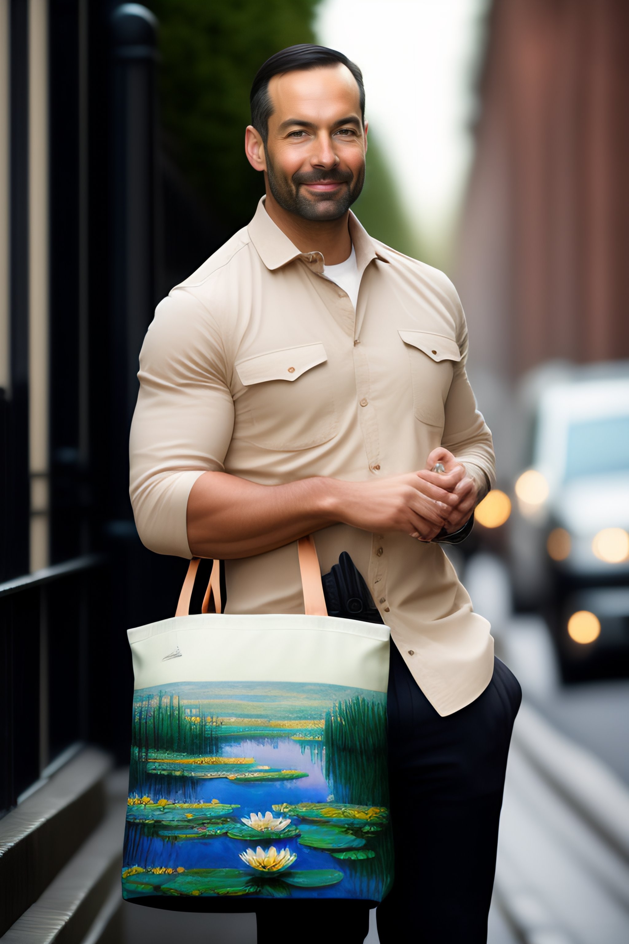 Lexica - Andrew Tate holding a tote bag from thetotelibrary.com that ...