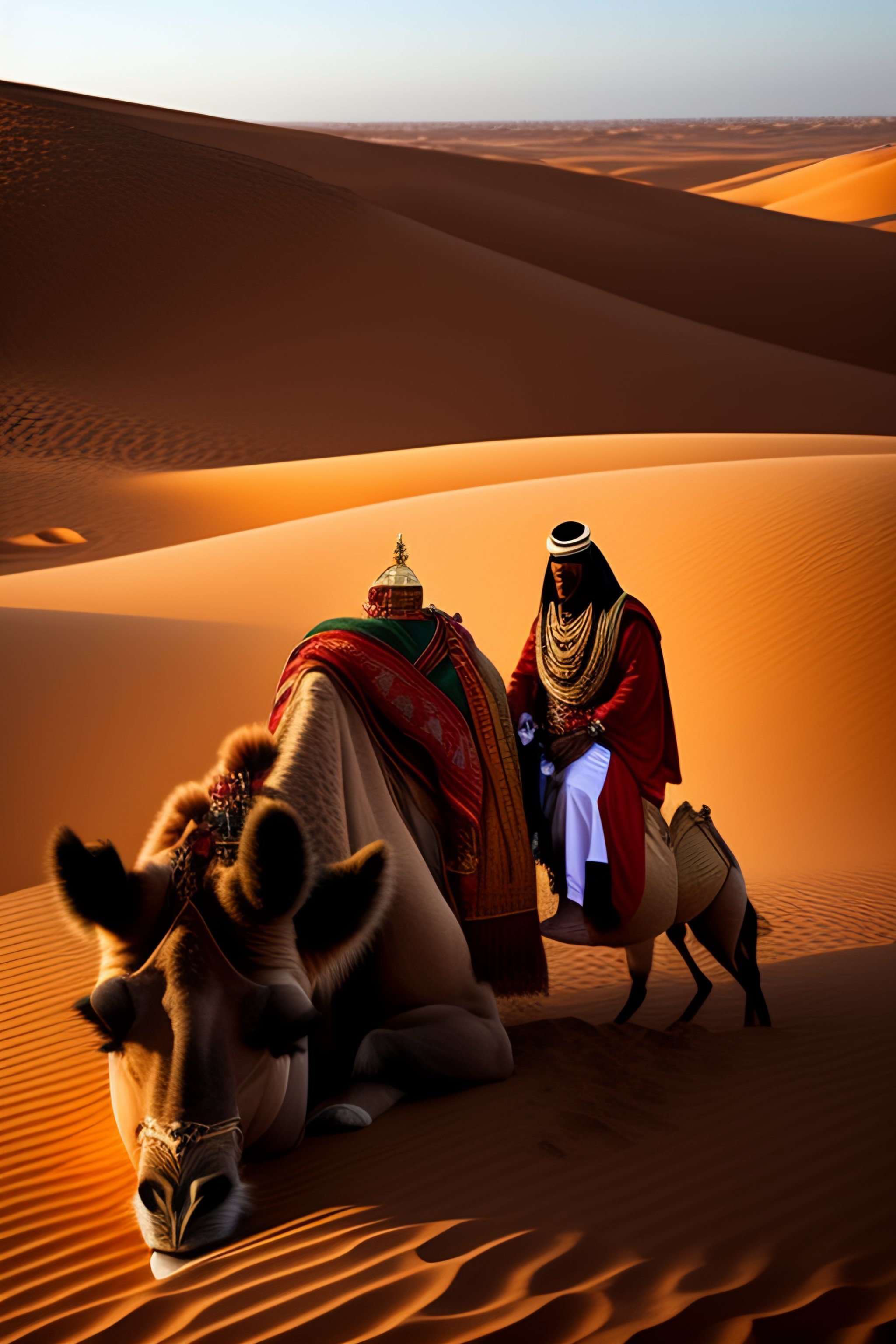 Lexica - King Cristiano Ronaldo on a camel with a rob