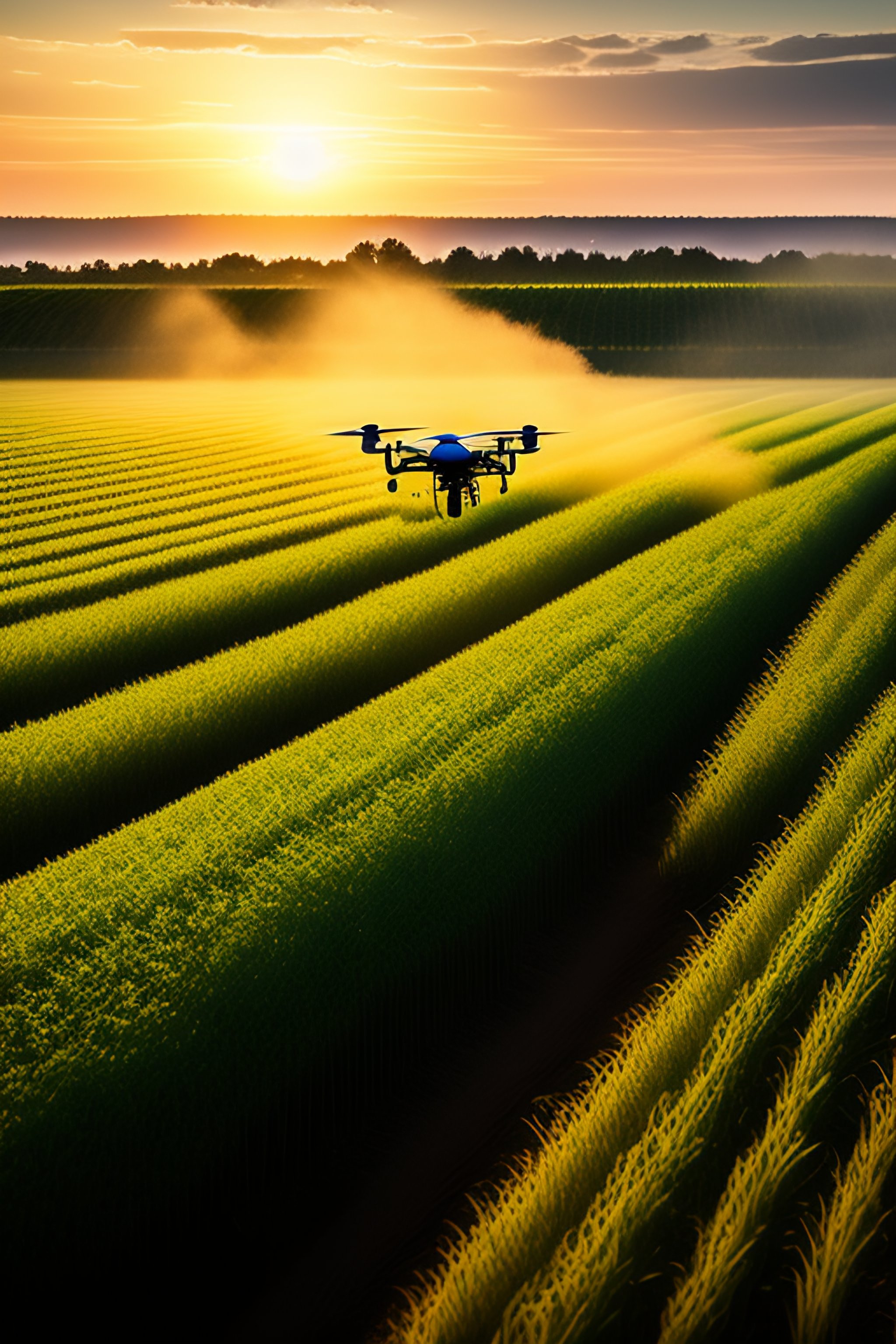 Lexica - Foto of a drone fertilizing a crop field