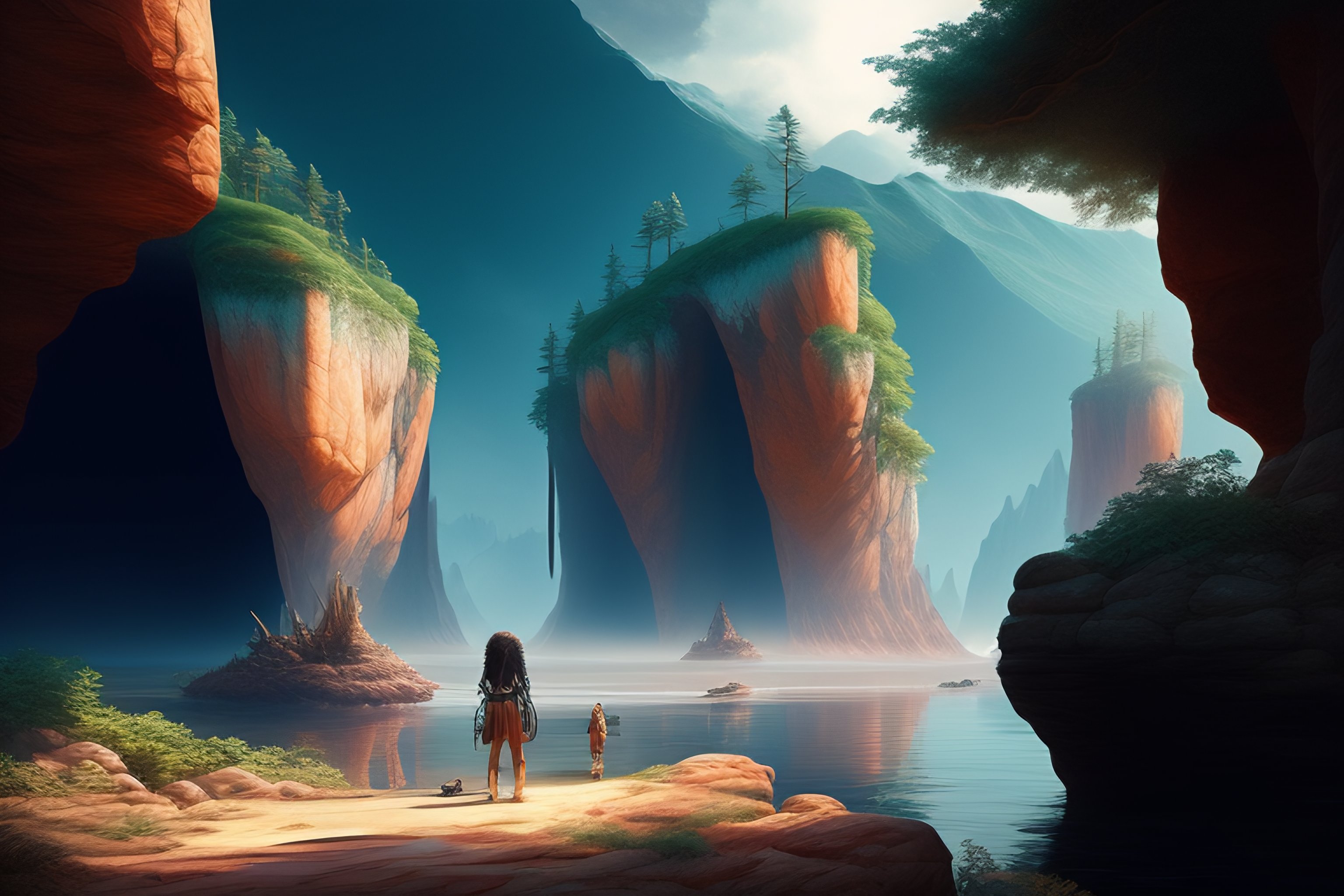 Lexica - Hyper detailed illustration of 2 cavemen lost in an unknown world
