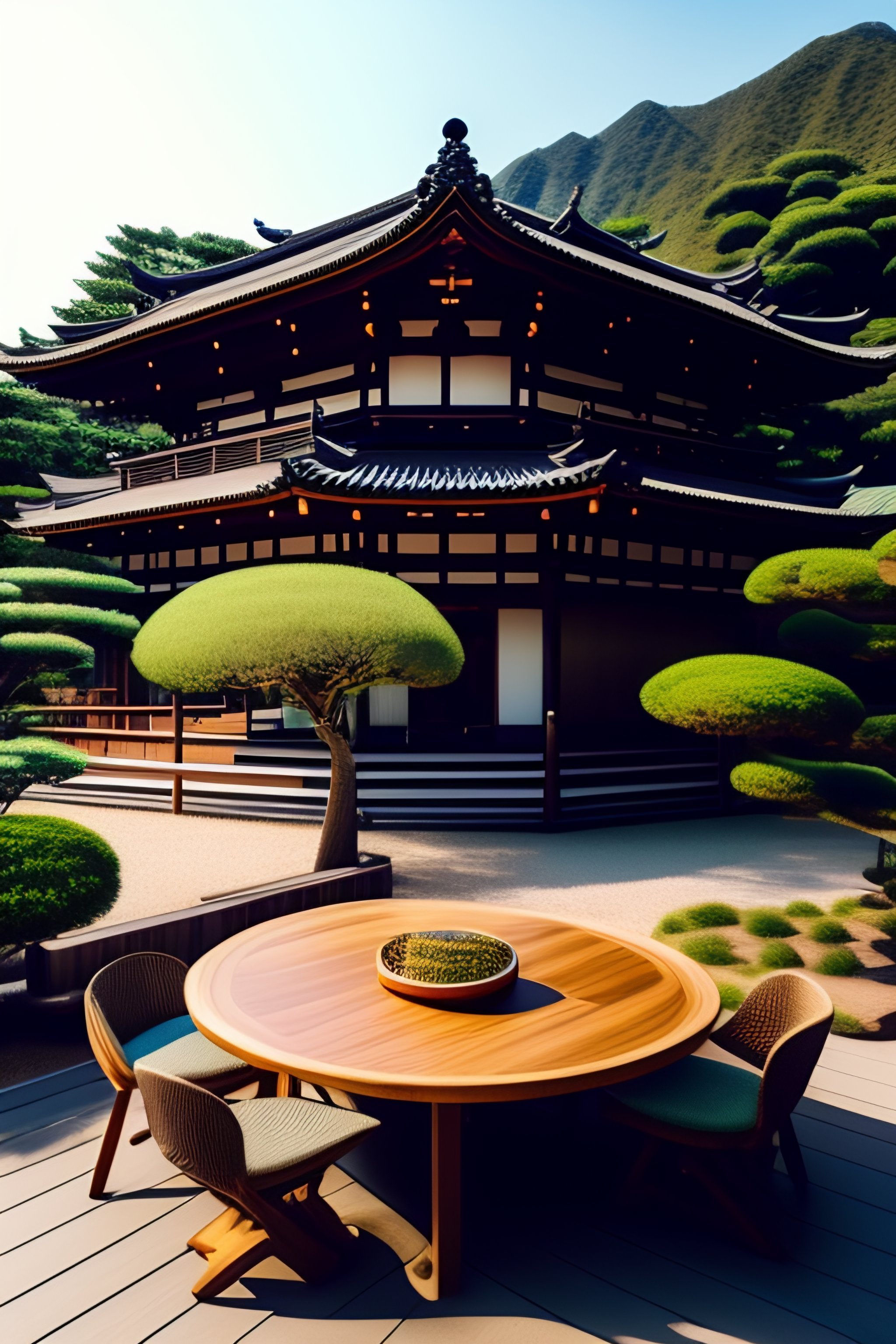 Lexica - Japan, terrace, food, desert, Teahouse plant Eating and ...