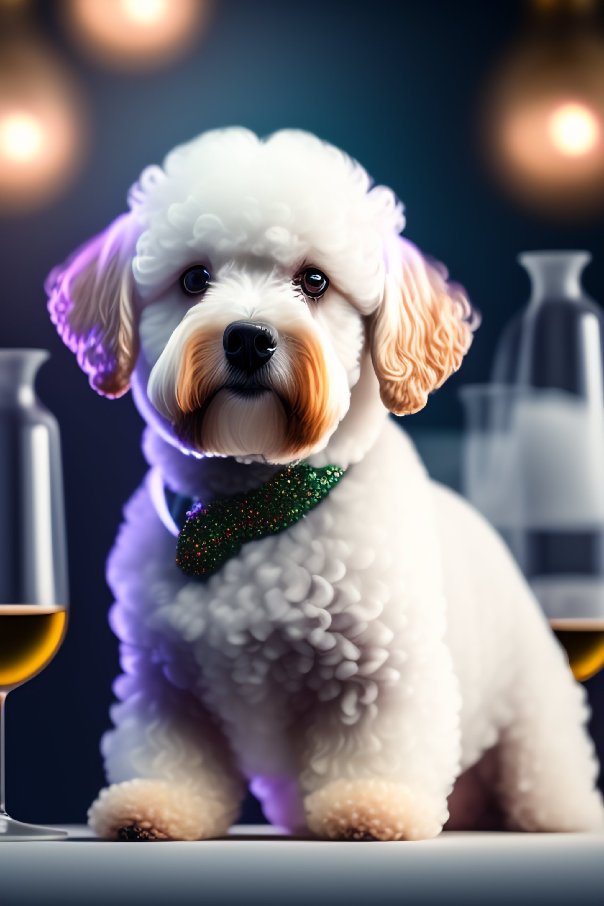 Lexica - A 3d render of a cute bichon maltes dog white dressed in a ...