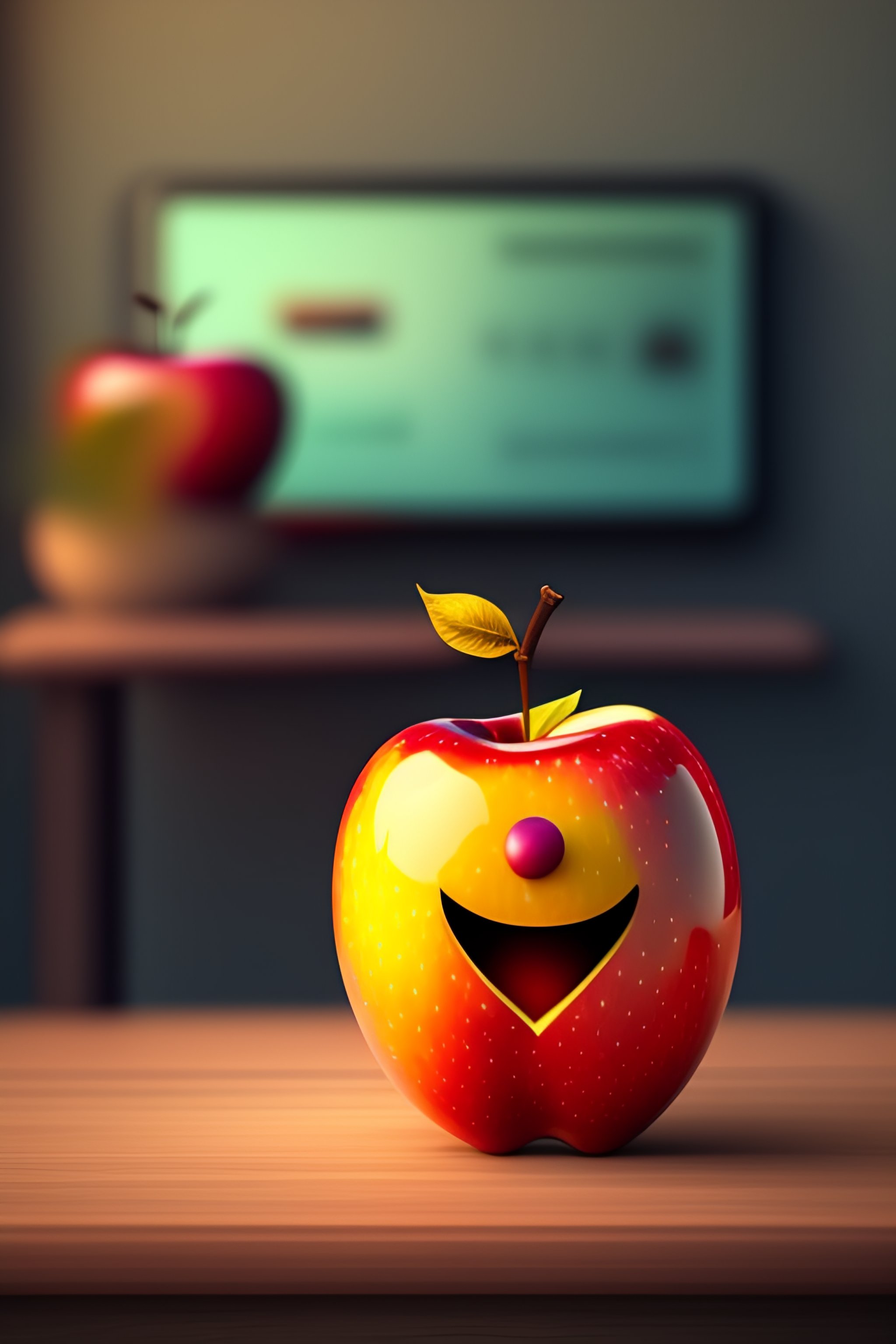 Lexica - An cartoon Apple ,smiles and ENJOY in the spaces , art , 4k