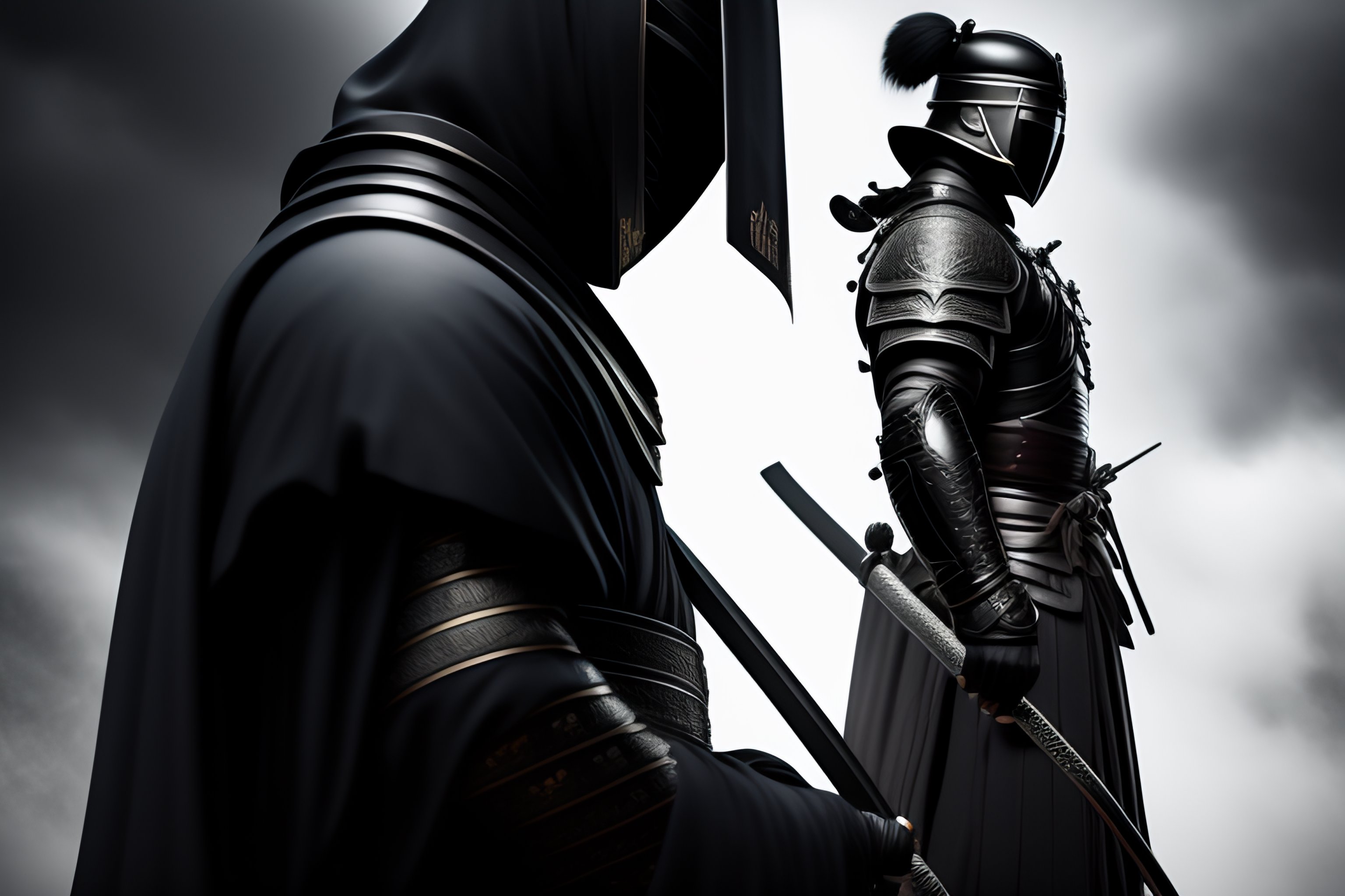 Lexica - Wallpaper a wise samurai in a black mask in a black uniform ...