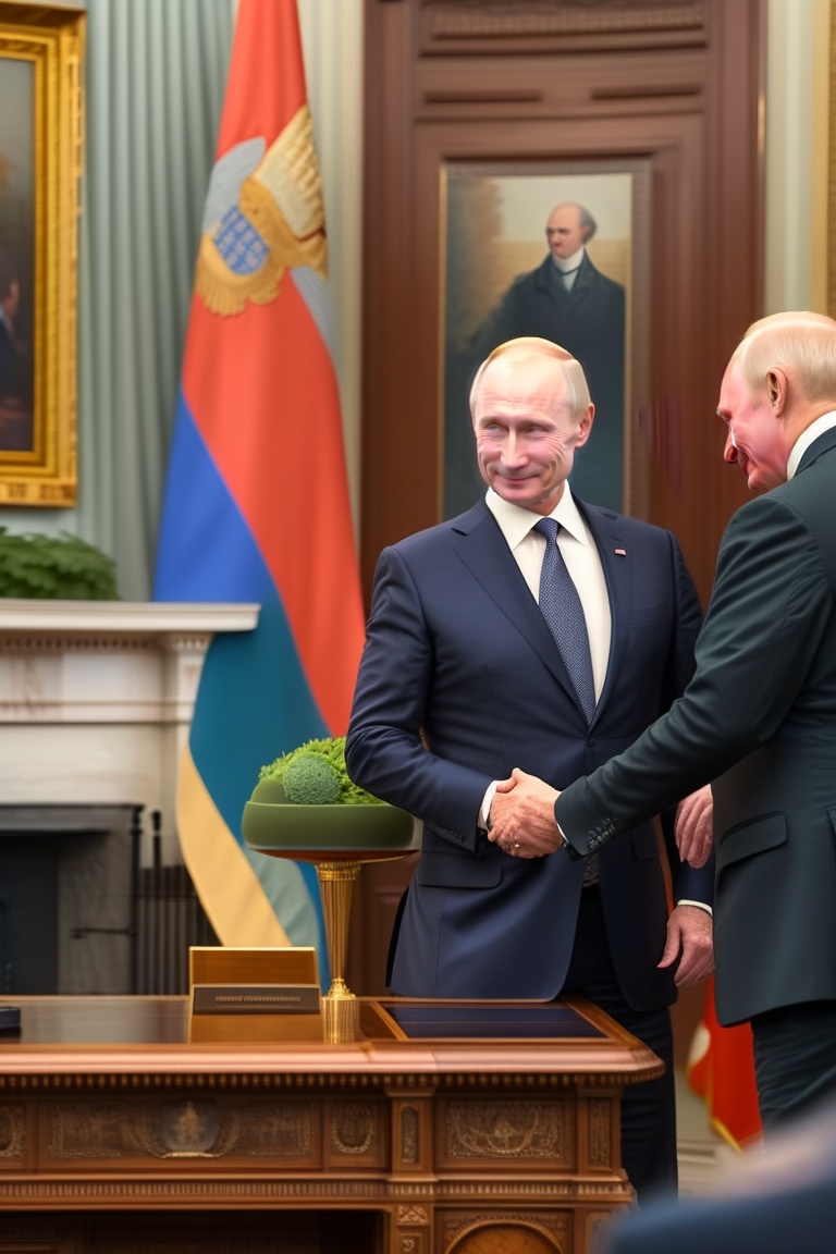 Lexica - Putin and biden are shaking hands in the oval office, shot ...