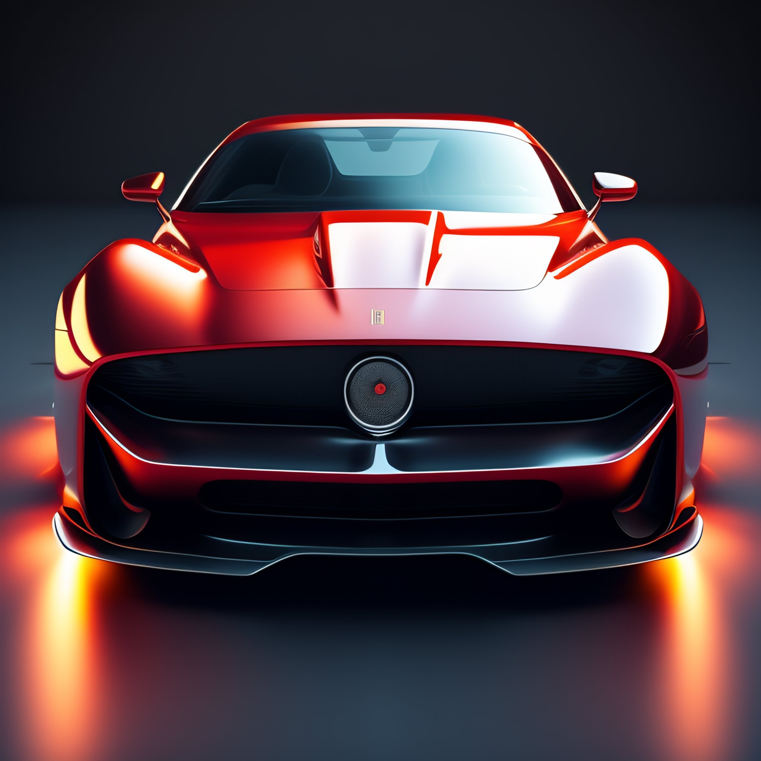 Lexica - Front of a modern car, horizontal flaps, shape of a face ...