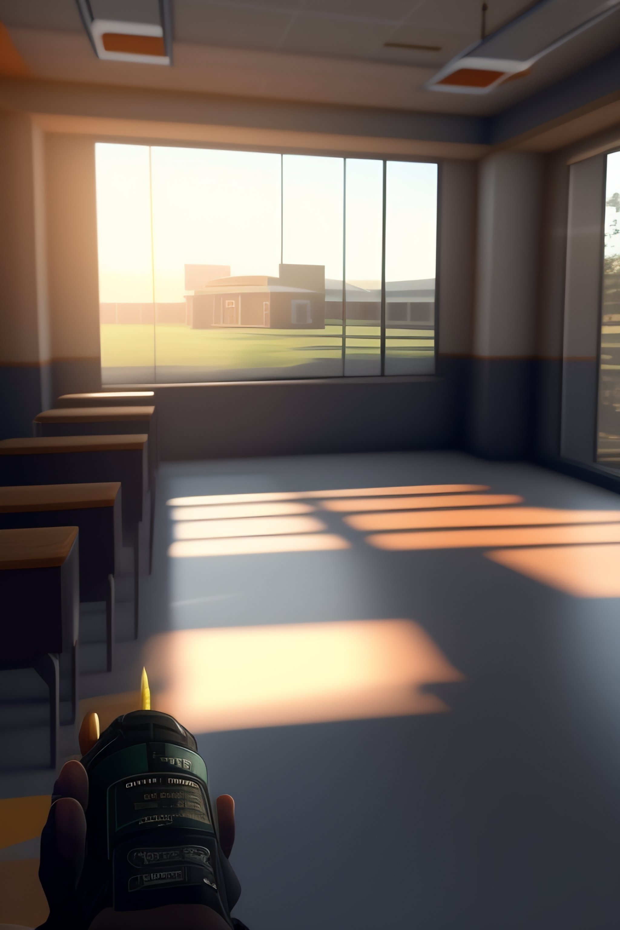 Lexica - Call of duty first person view where the map is a school classroom