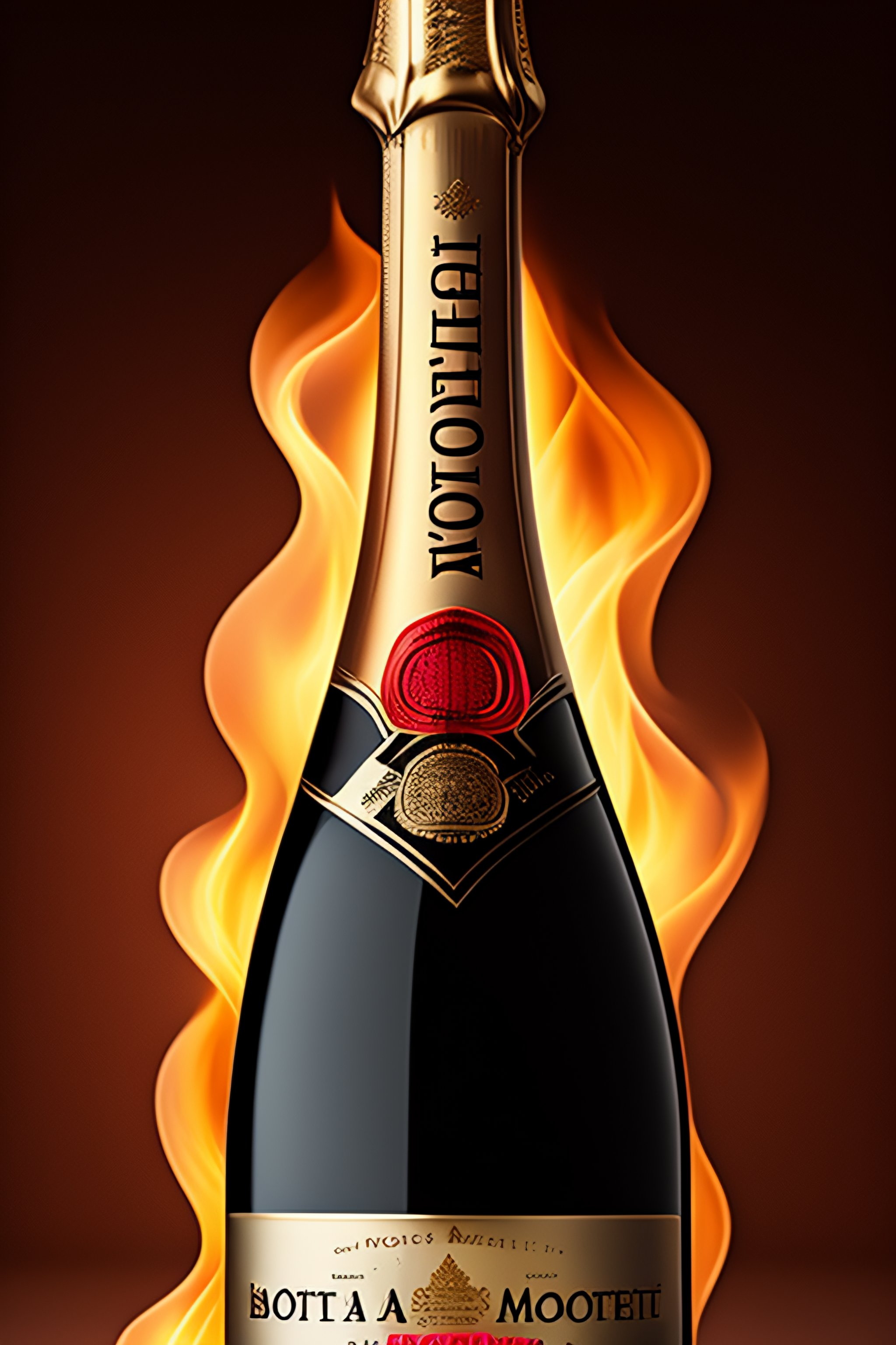 Lexica - Botella de moet con fuego
