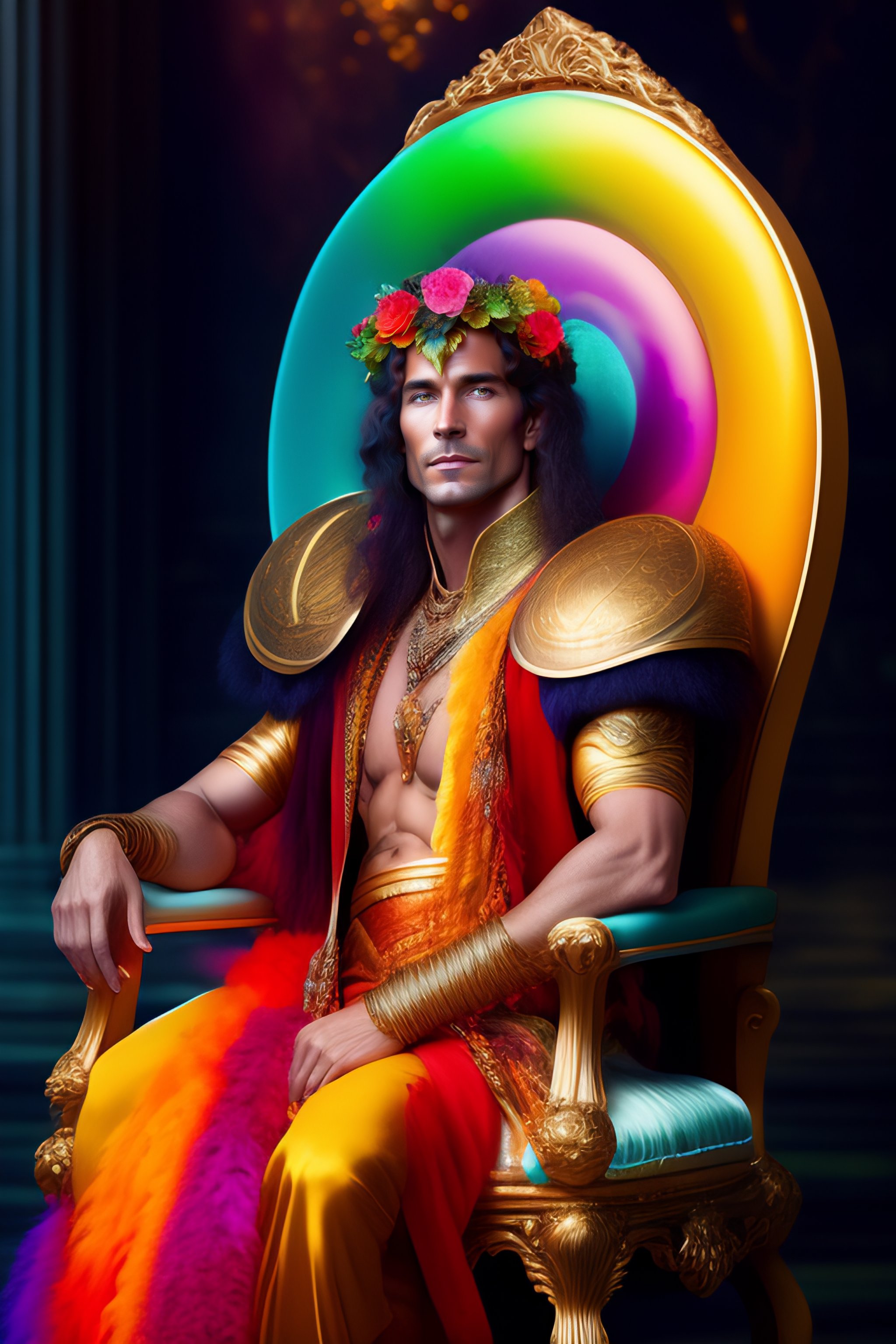 Lexica - Oberon, King of the Fae, sitting on throne, looking down ...