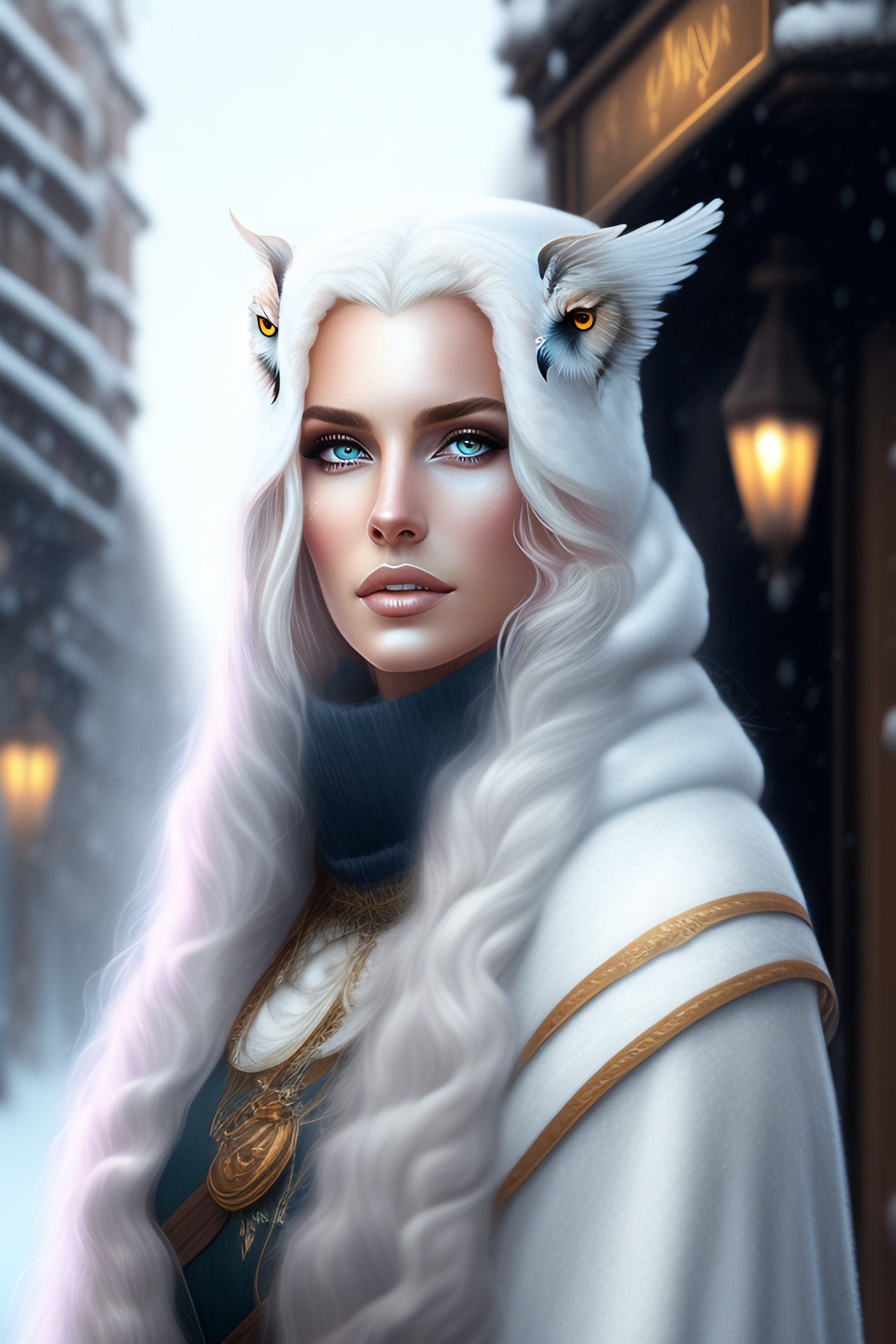 Lexica - A beautiful fantasy woman with long white hair wearing in ...