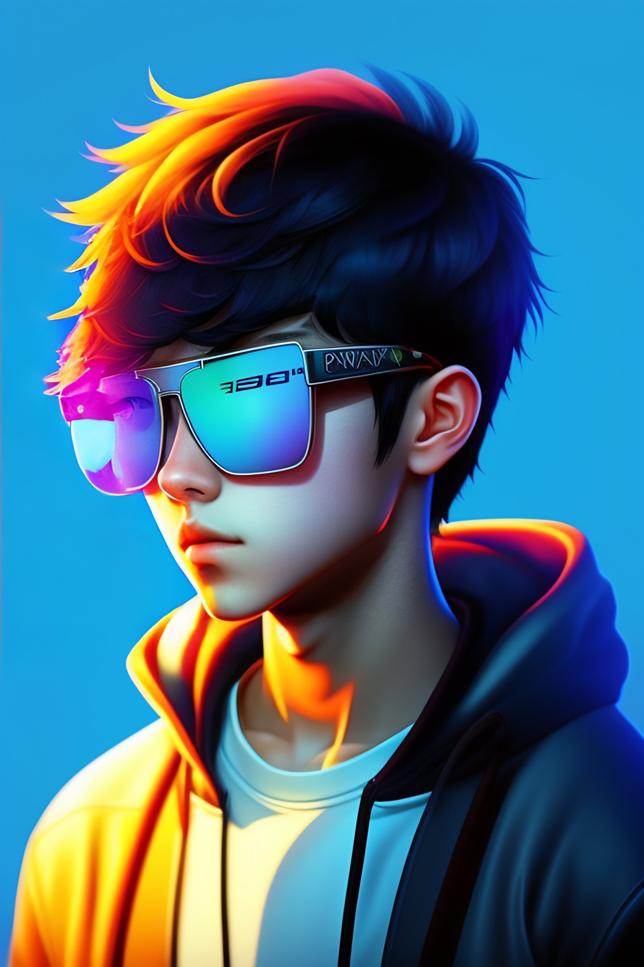 Lexica - A shadow of a gamer boy, cartoon style, blue background, wear ...