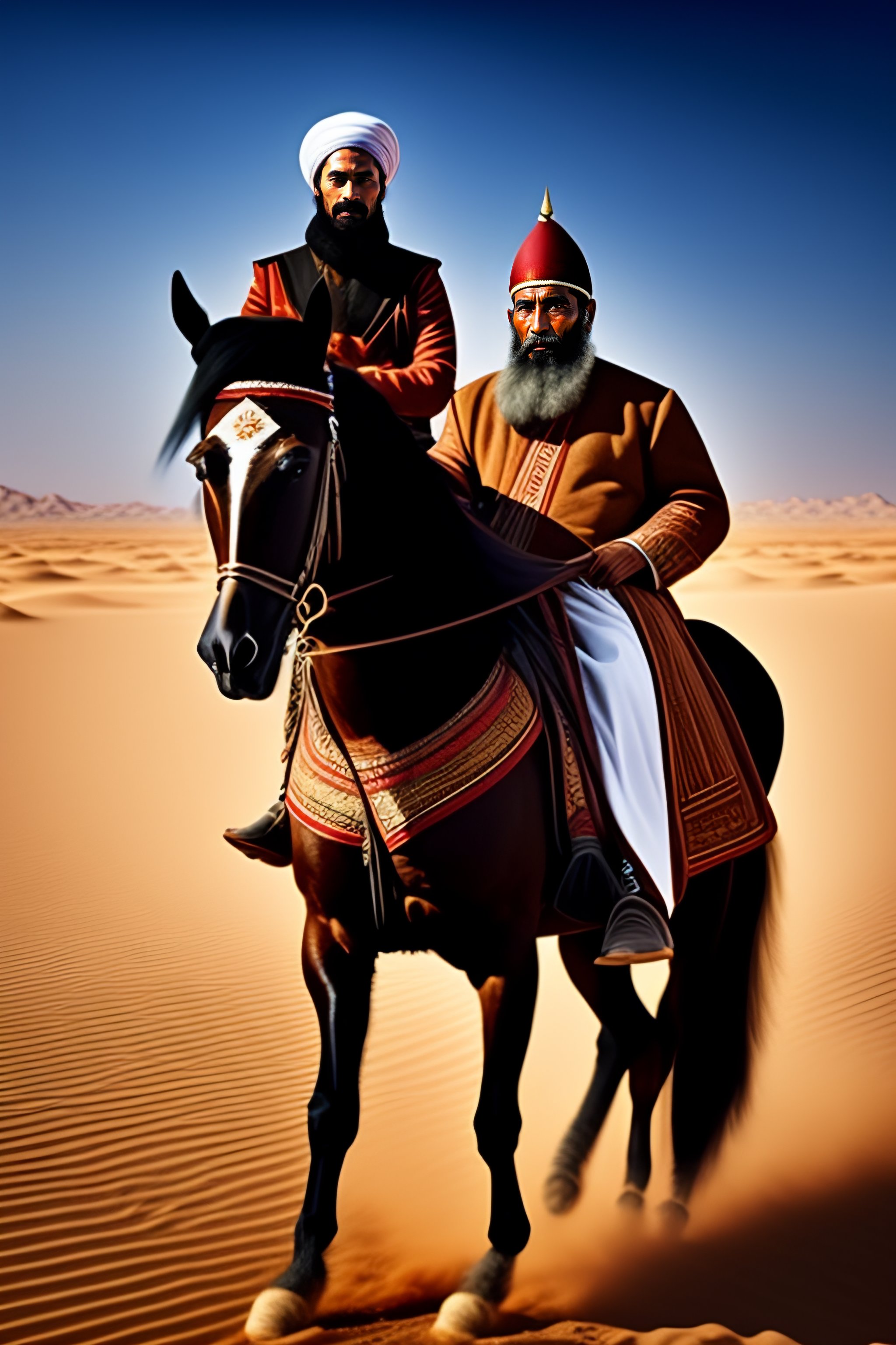 Lexica - Turkmen Basmach in a woolen black hat, in a striped sandy robe ...