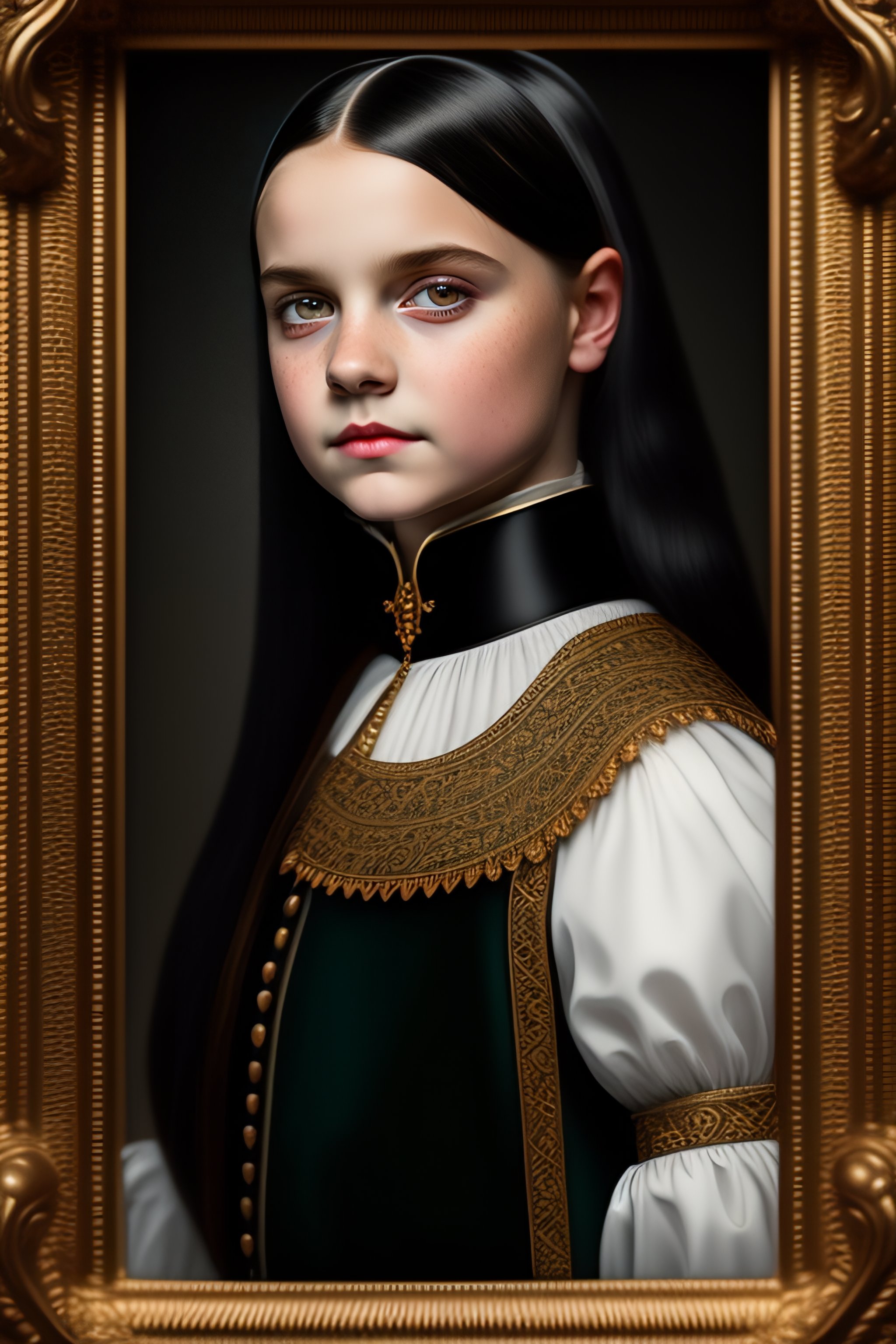 Lexica - Portrait of Wednesday Addams in baroque Style by Elias Gottlob ...