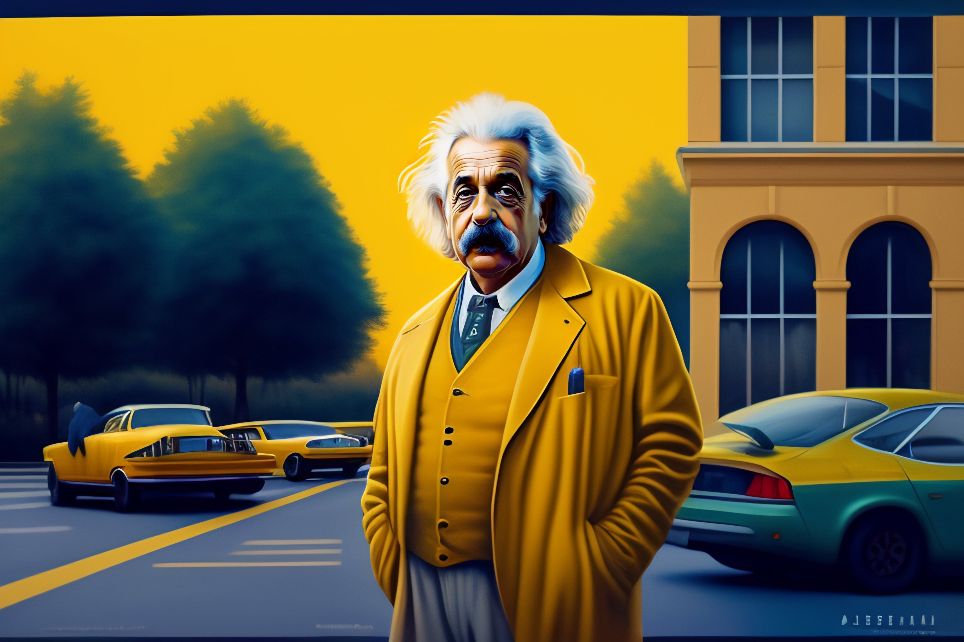 Lexica - Portrait of Albert Einstein raising his finger as to ask a ...