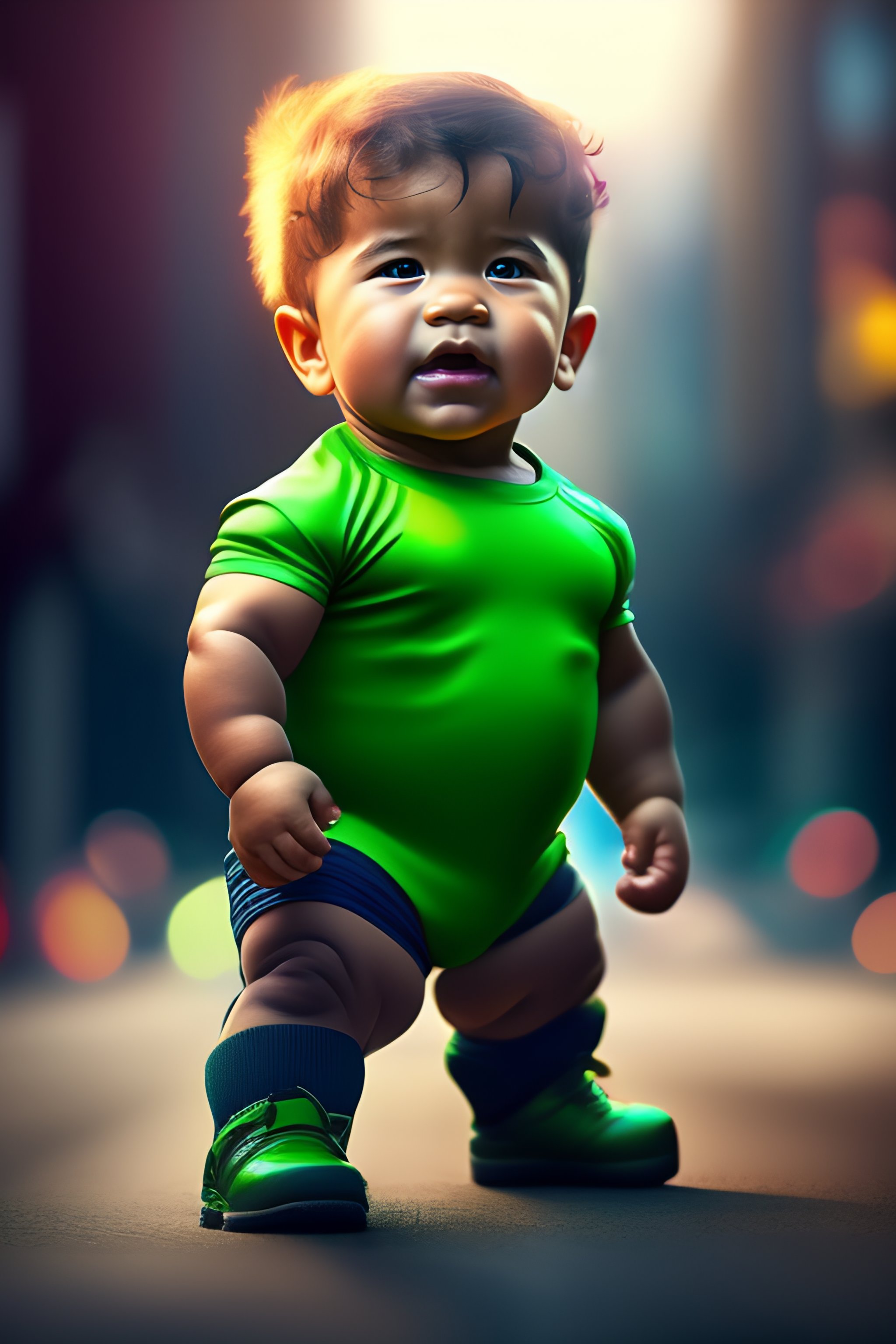 Lexica - Photorealistic muscular toddler Hulk in an alternate universe ...