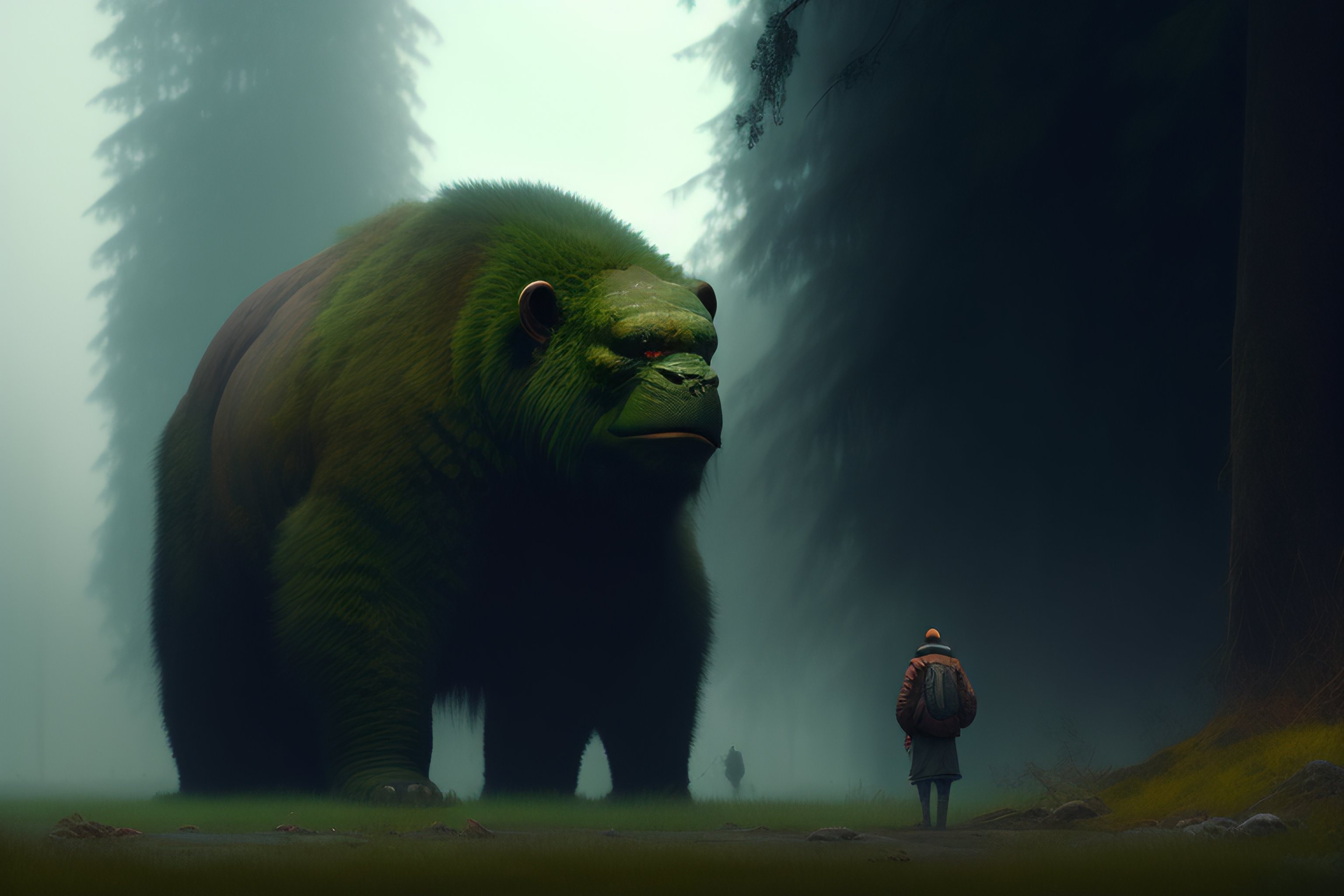 Lexica - A portrait of an exhausted green monster, dark fantasy setting ...