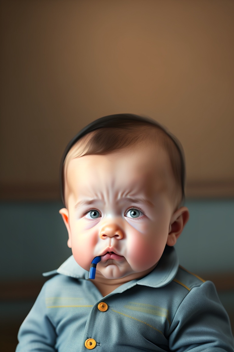 Lexica - Baby boy, angry, pointed chin, hard-headed