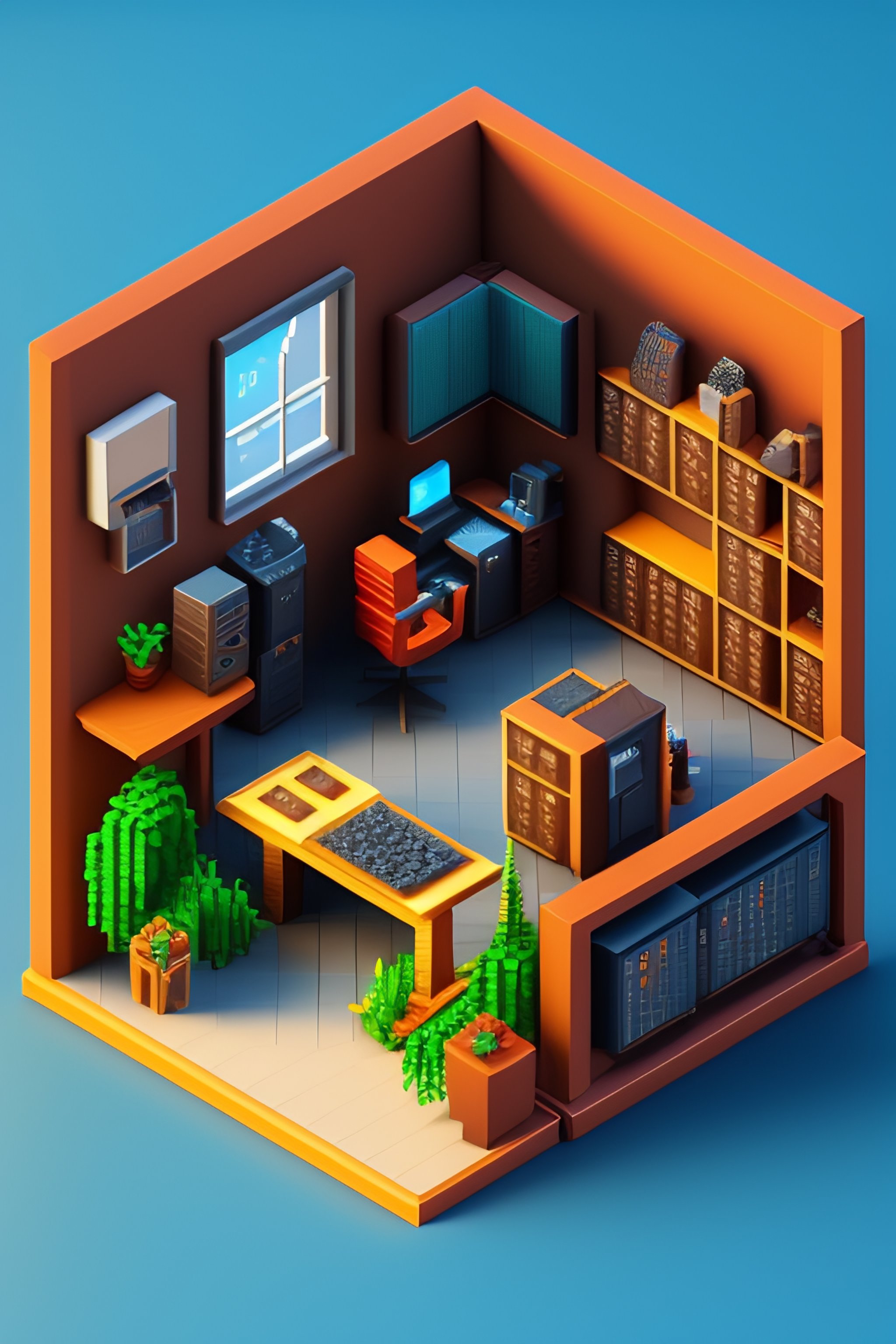 Lexica - Detailed isometric programmer's office, pixel art, unreal ...