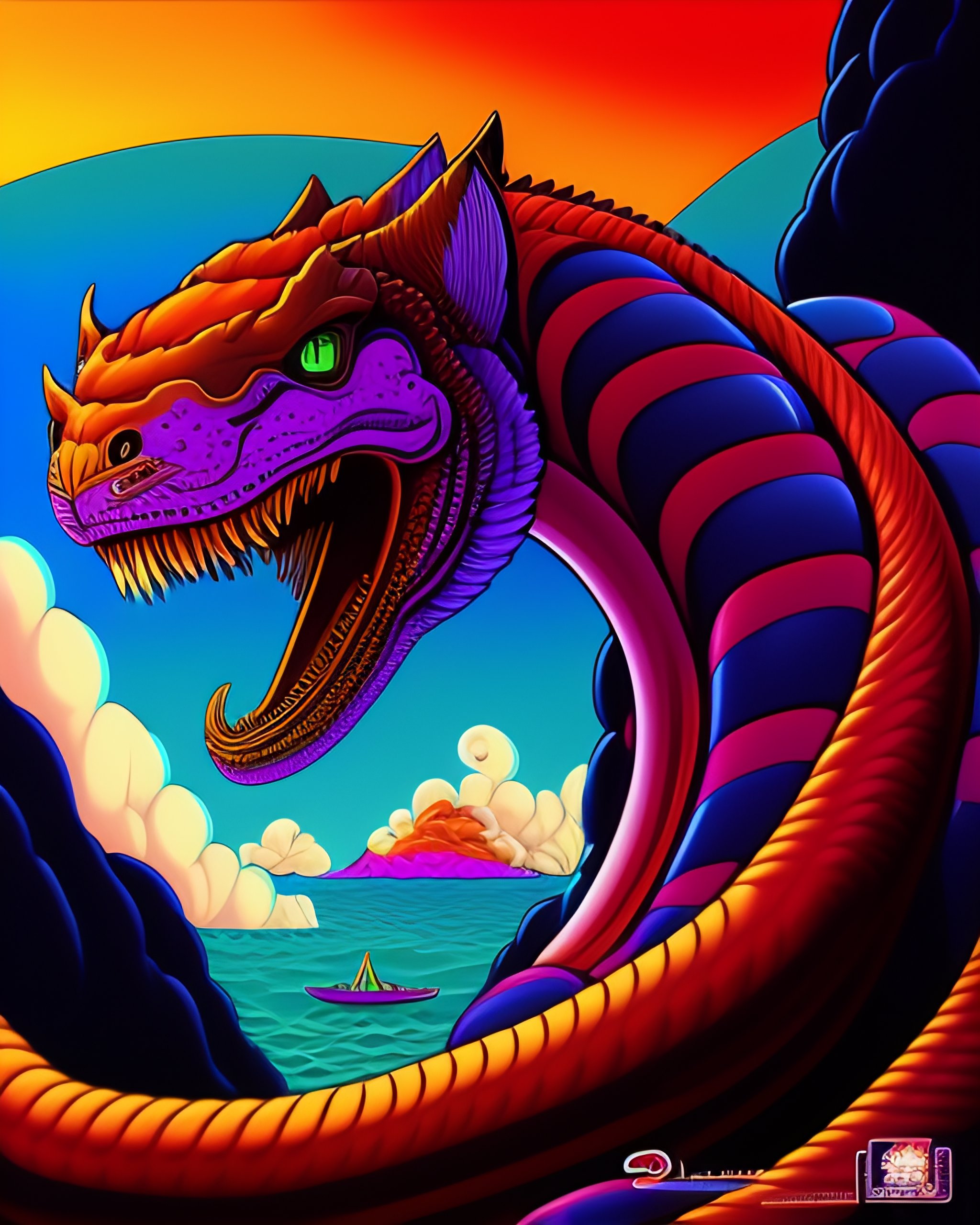 Lexica - Giant snake creature in the style of 90's vintage anime ...