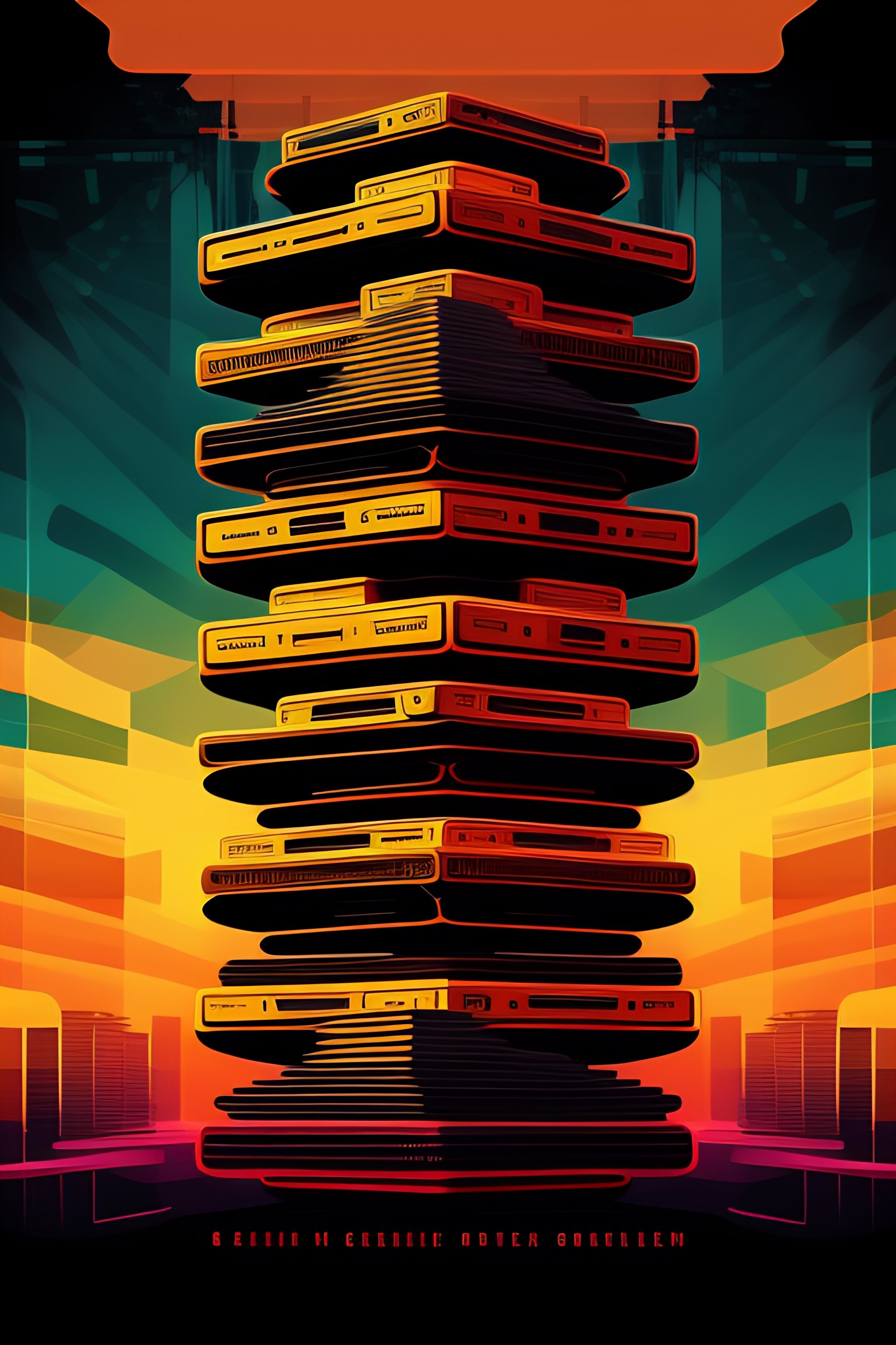 Lexica - Vector, grunge, landscape of stacks of recursive speakers ...