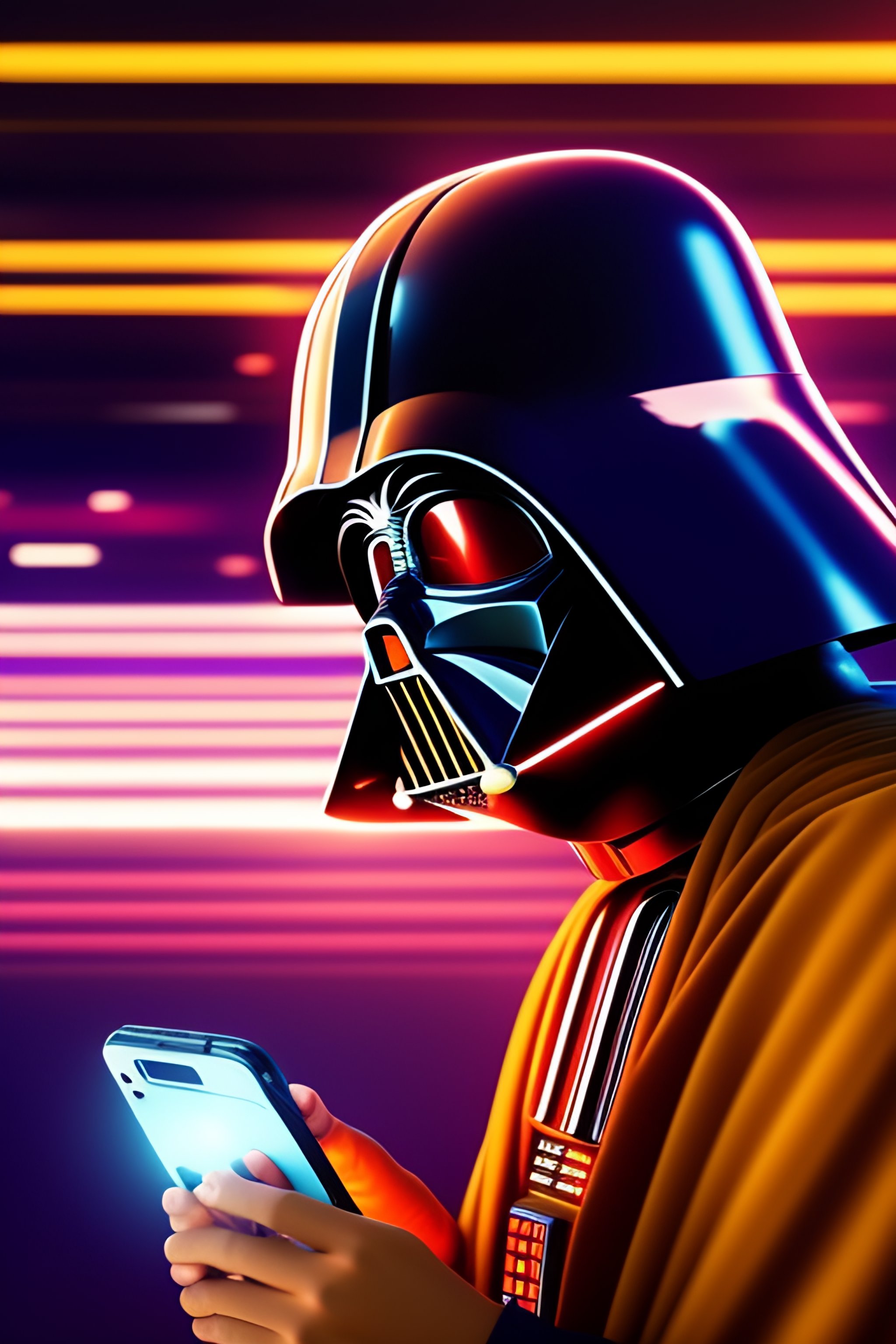 Lexica - Vintage 90's anime style. darth vader looking at his phone ...