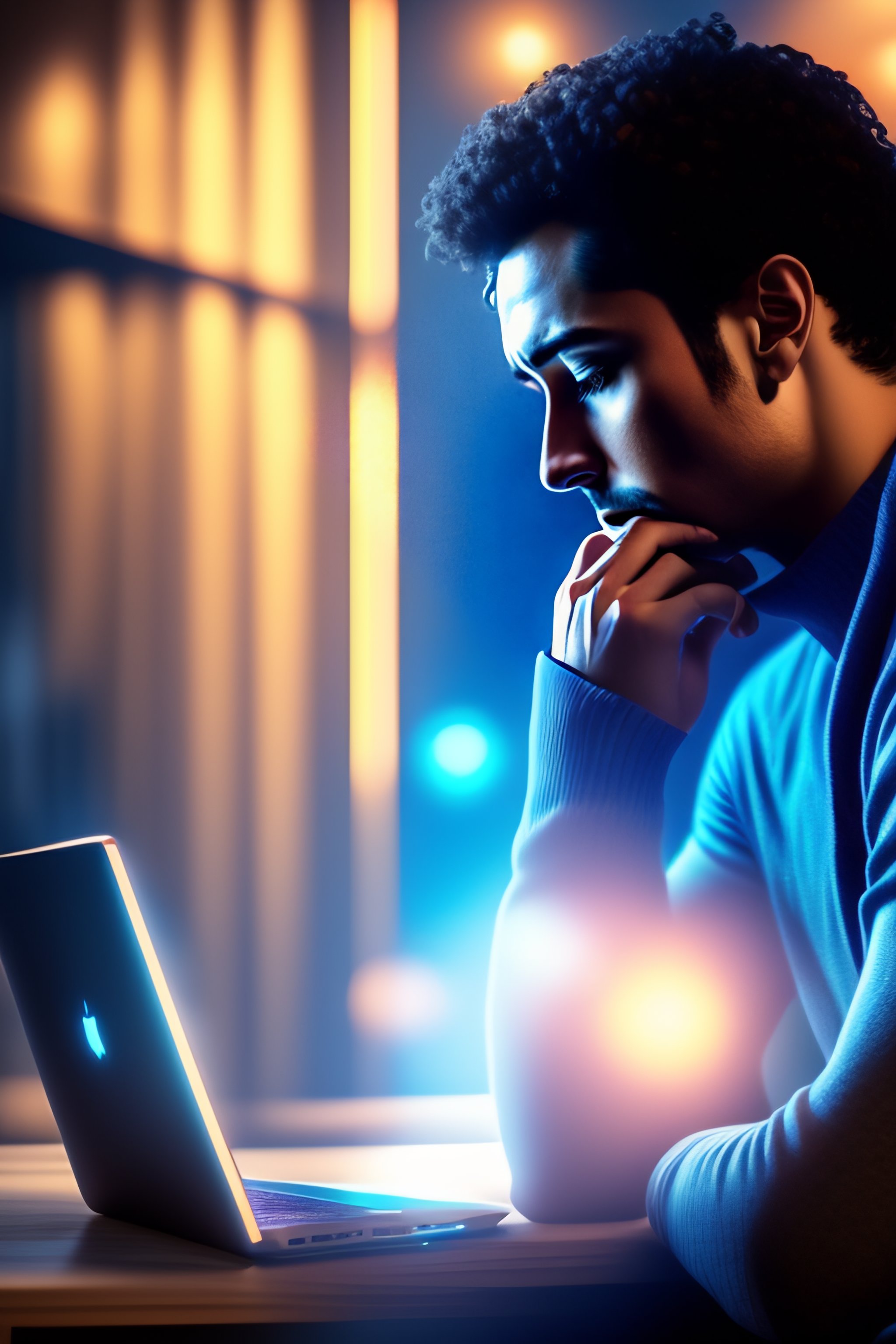 Lexica - The first image shows a person staring intently at their ...