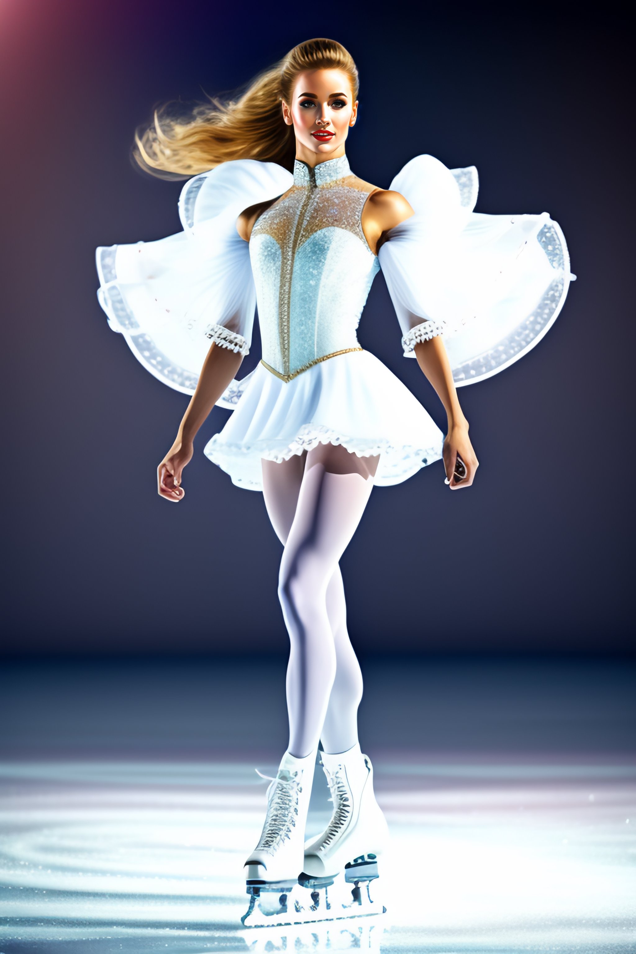 Lexica - Detailed full-length girl, figure skating, sports white skates ...
