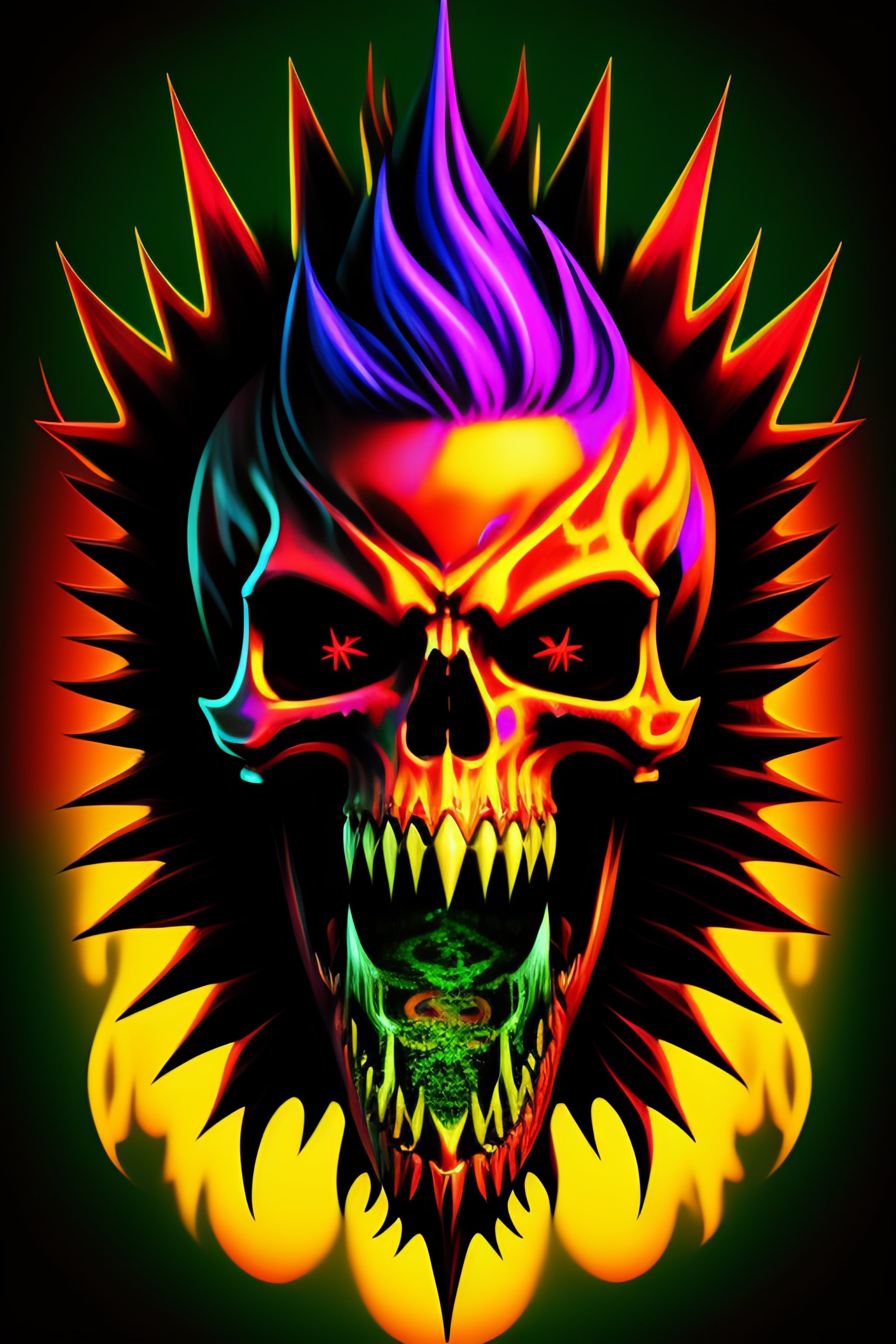 Lexica - Evil skull of a punk with a mohawk, with huge sharp fangs and ...