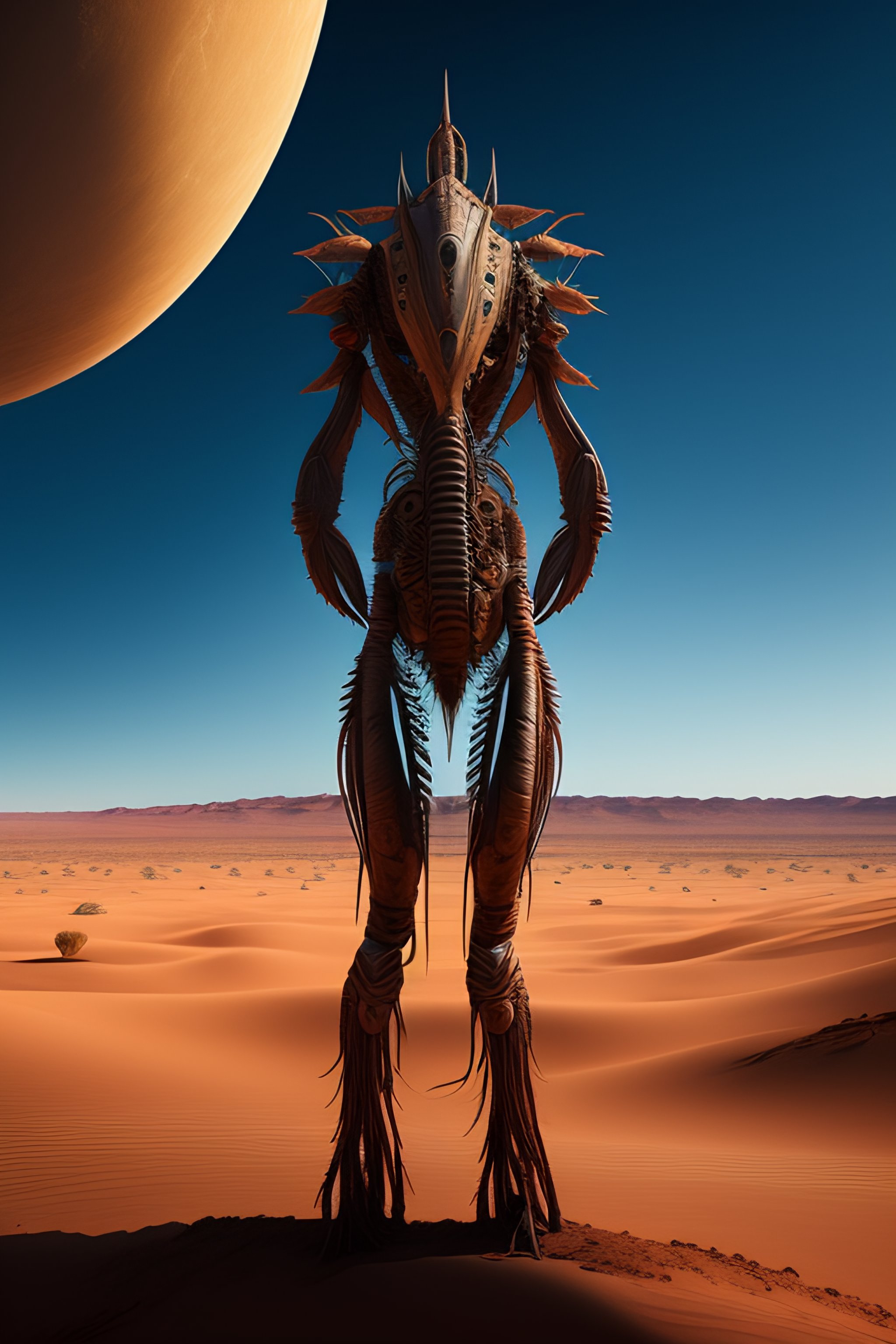 Lexica - A weathered 4 armed kasatha alien on a desert planet