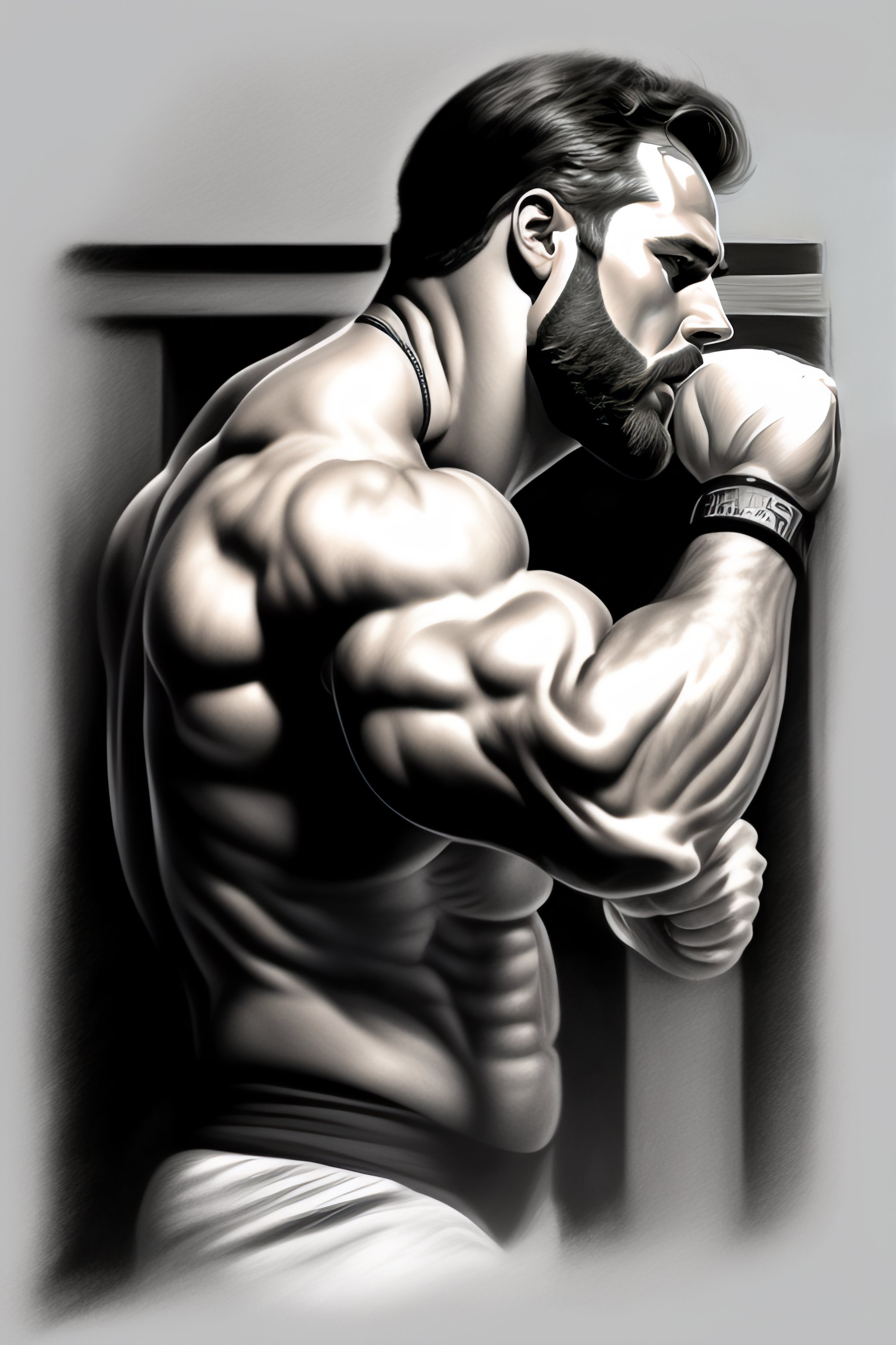 Lexica - Big strong arm doing armwrestling drawing sketch