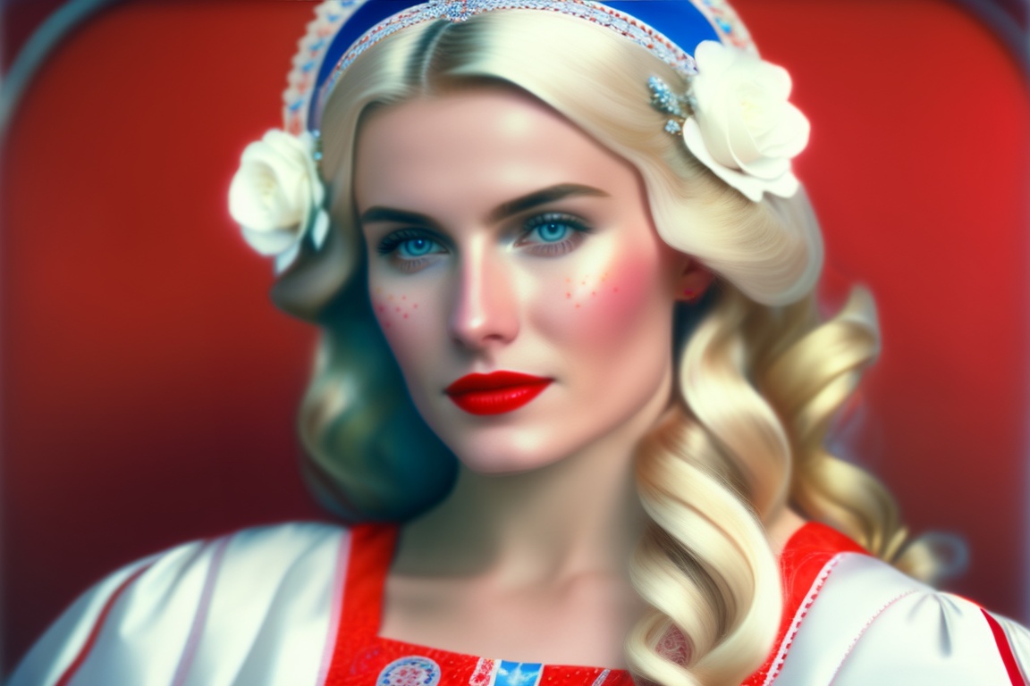 Lexica - Long shot of a Blonde, blue eyed female balkan woman in a ...