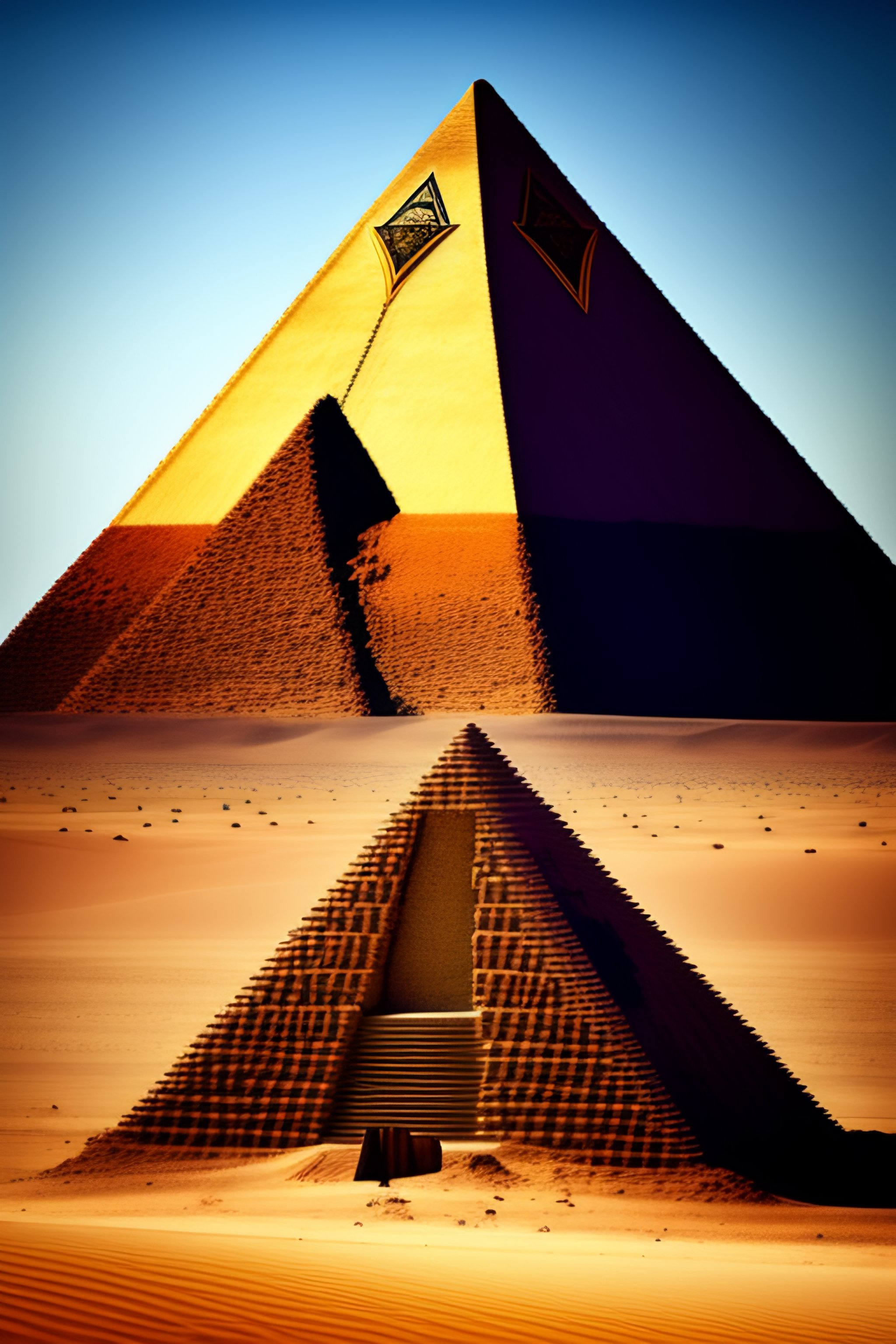 Lexica - In the desert there is an evil walking all seeing eye pyramid ...