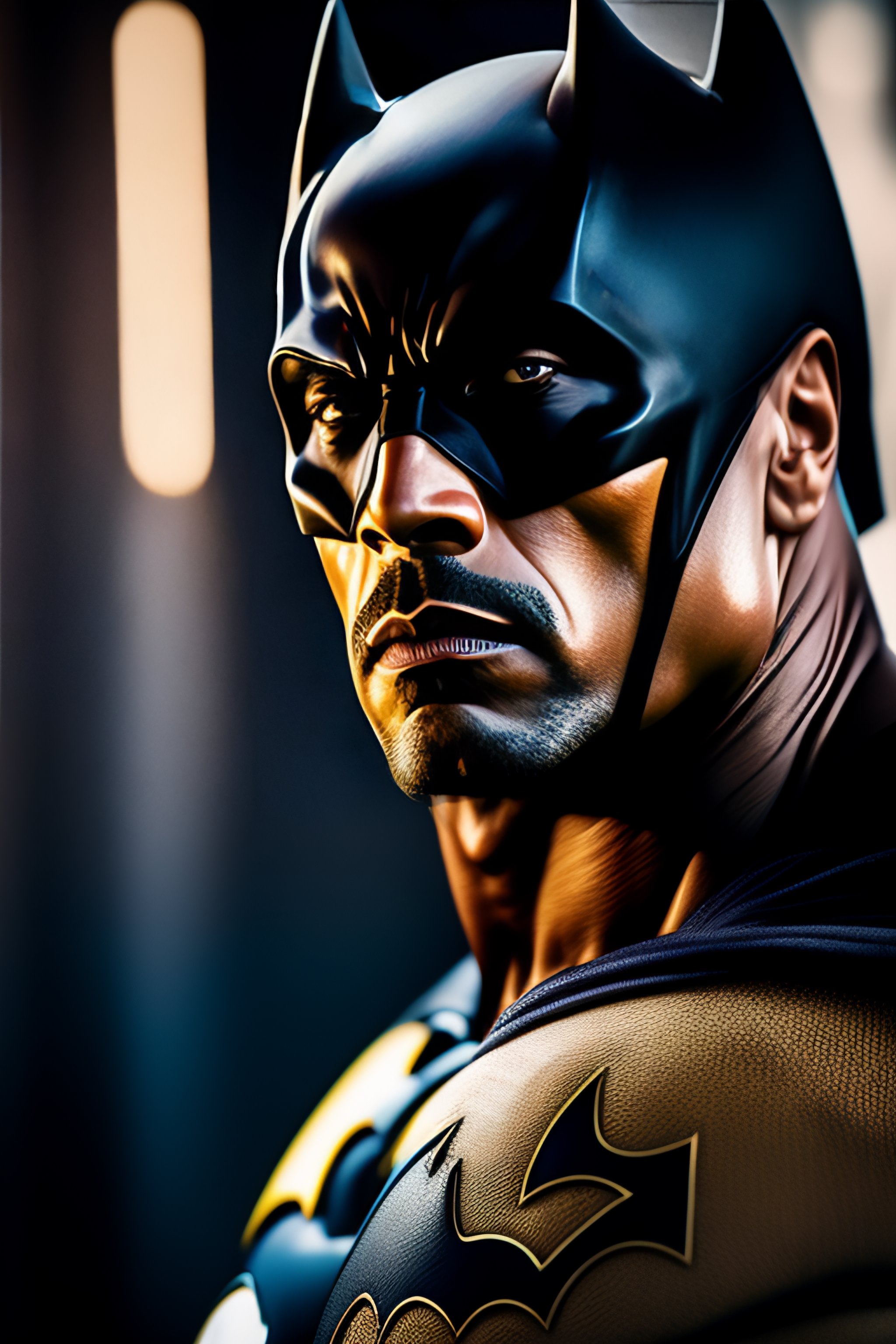 Lexica - Portrait of dwayne johnson as batman, photograph, natural ...