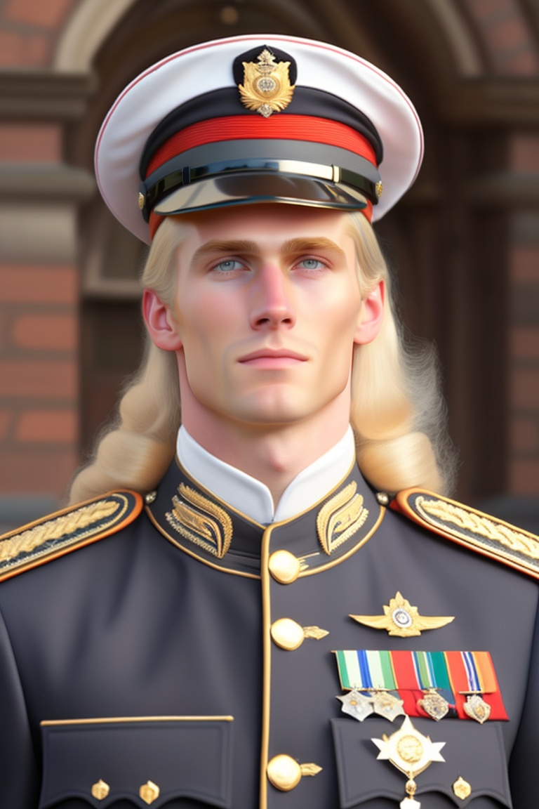 Lexica - A man with long blond hair, dressed in an SS uniform