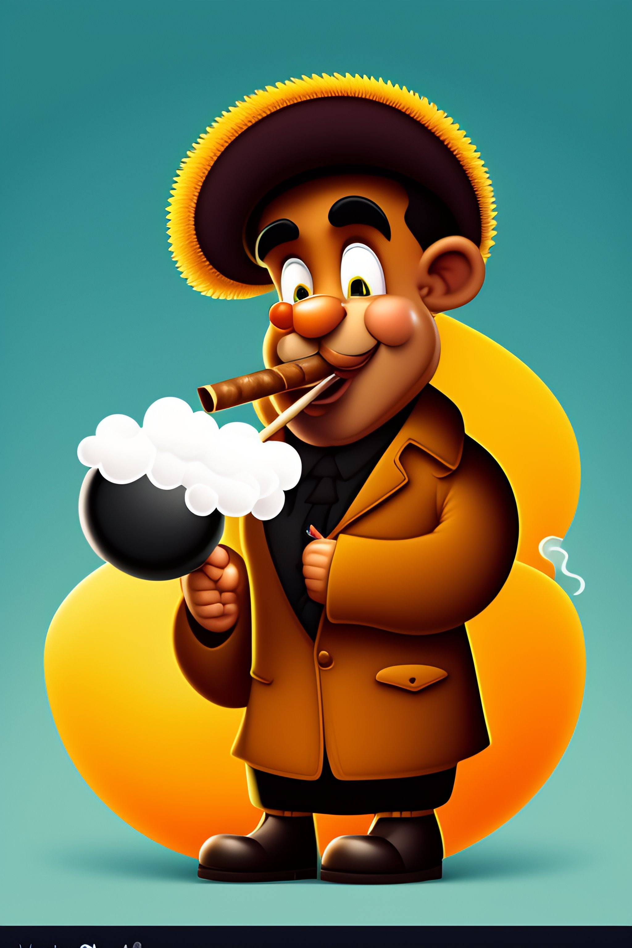 Lexica - Cartoon fur realistic vector smoking cigar