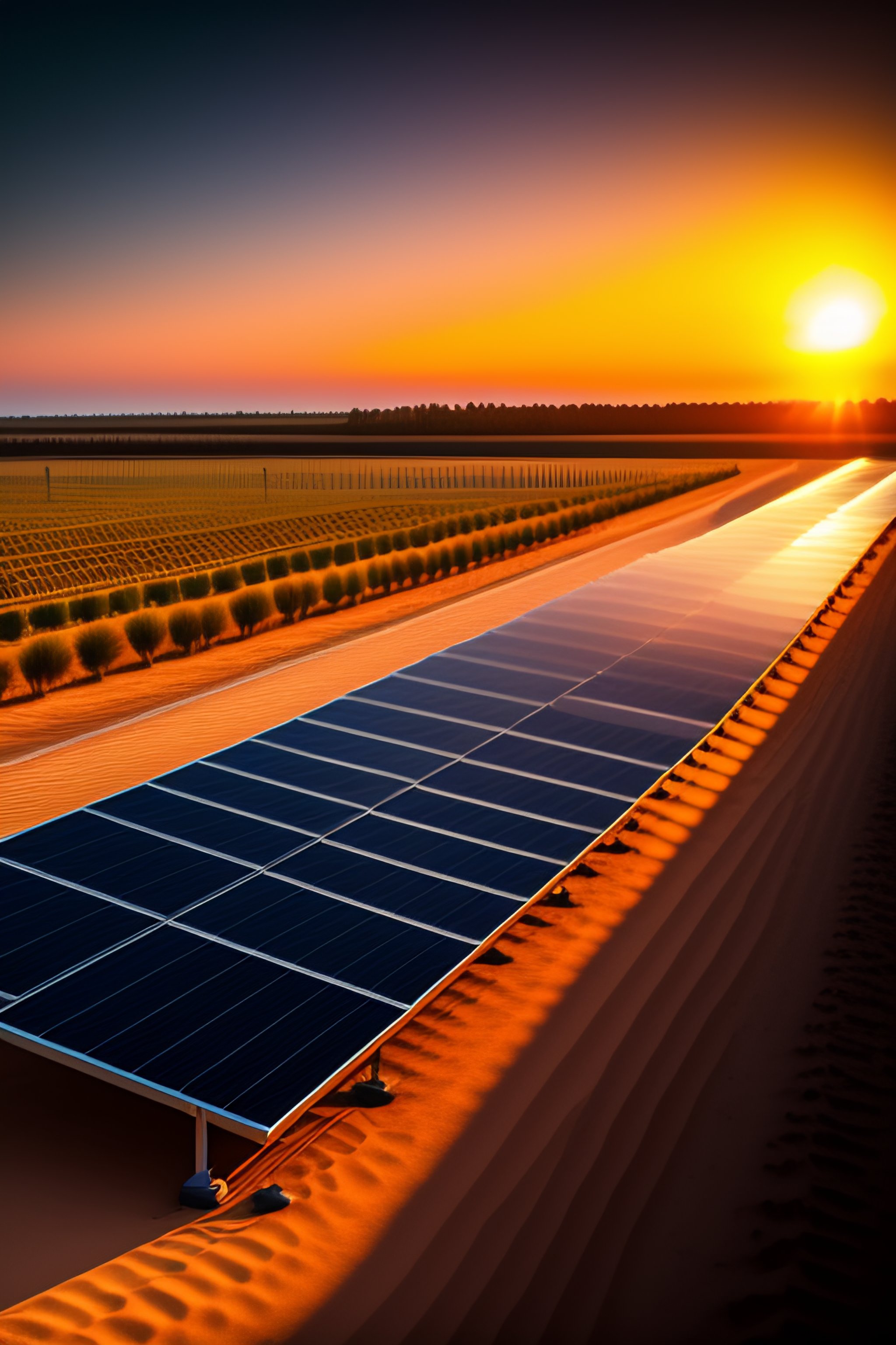 Lexica - Photovoltaic plant in sunset