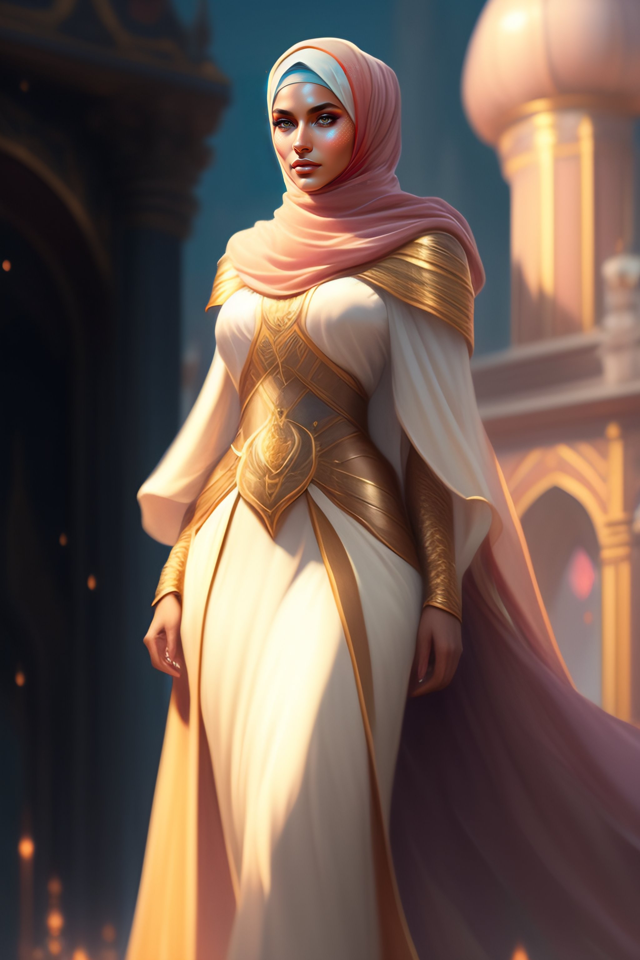 Lexica - Full body rising queen wearing hijab by stanley artgerm lau, greg rutkowski, alphonse ...