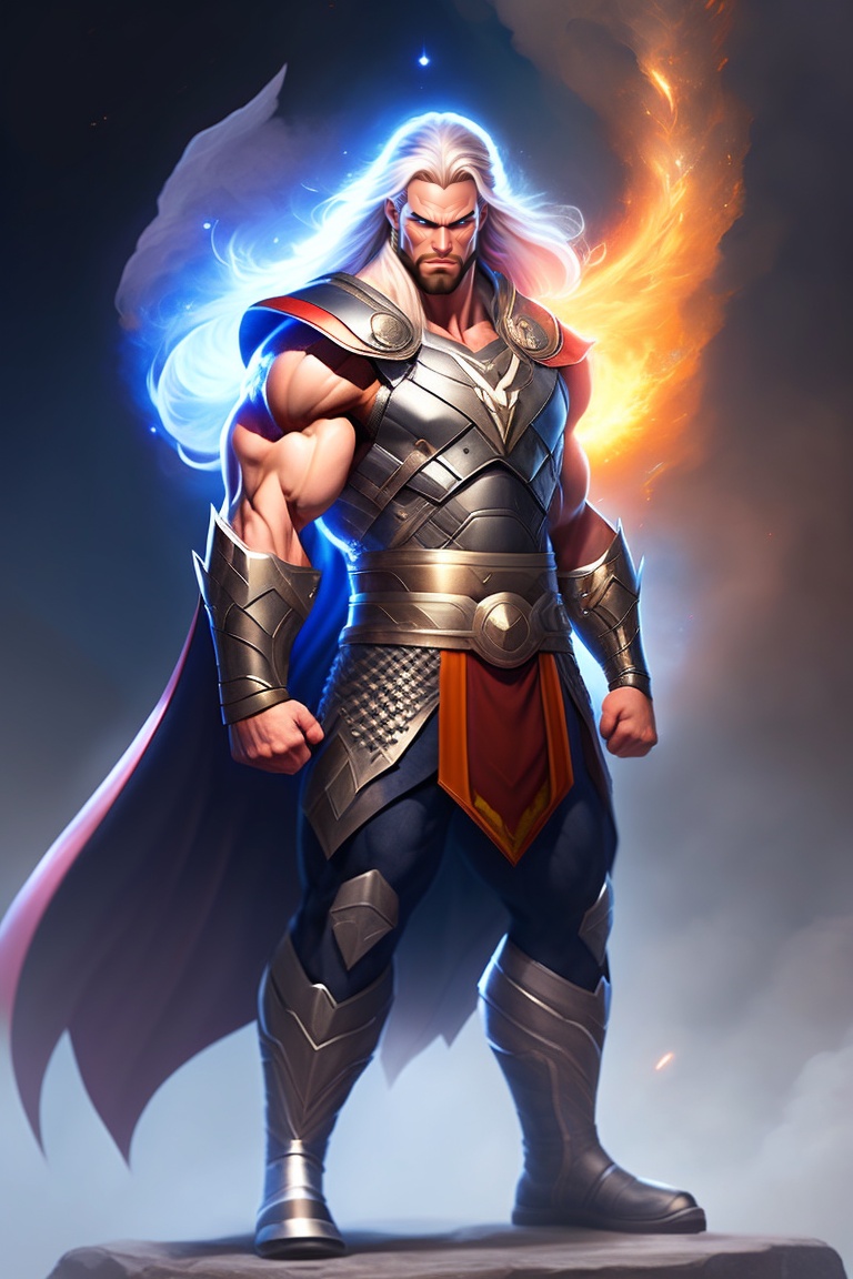 Lexica - Make an image of thor the thunder god with two hammers, anime