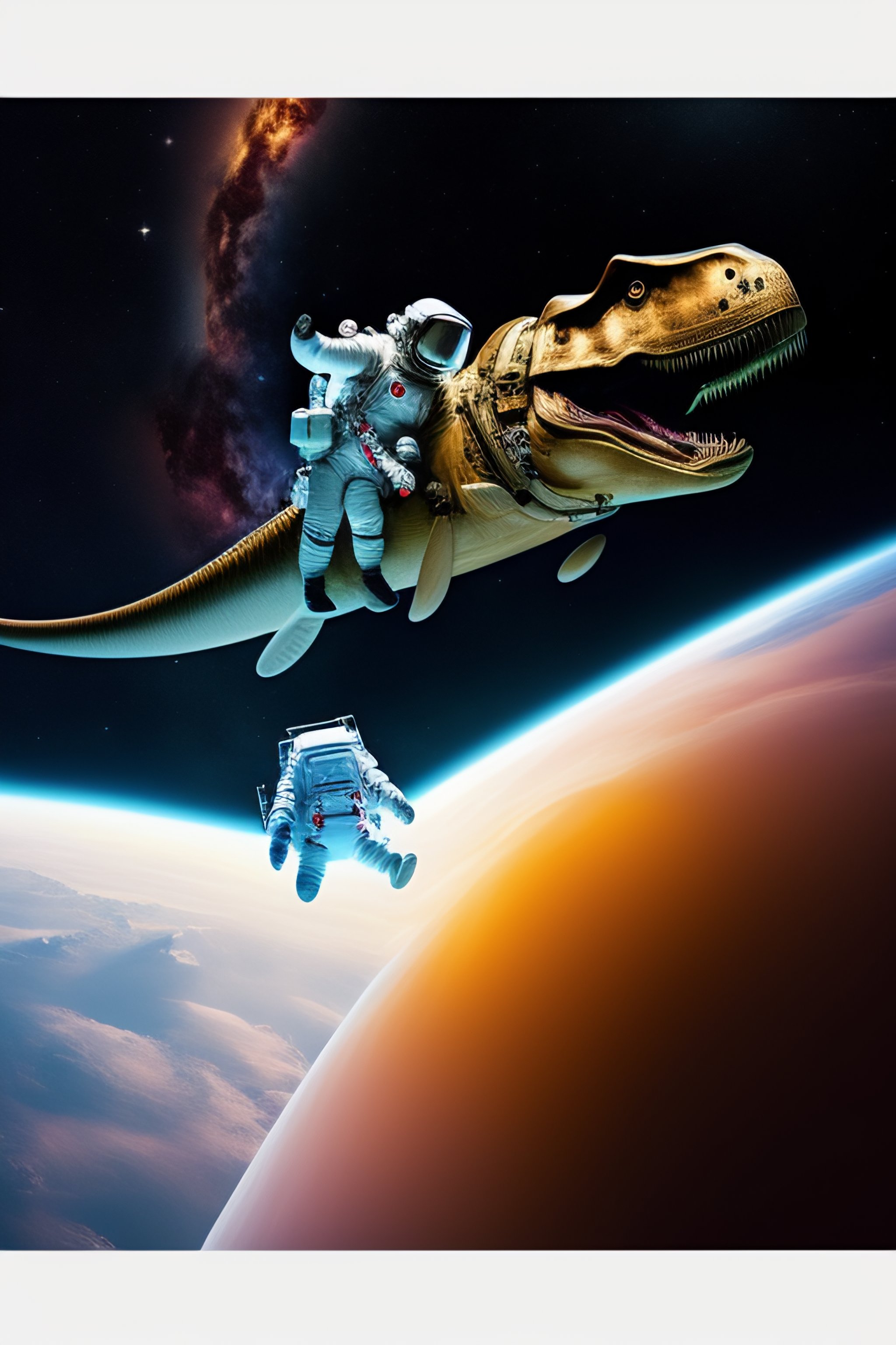 Lexica - Astronaut vs t rex in space
