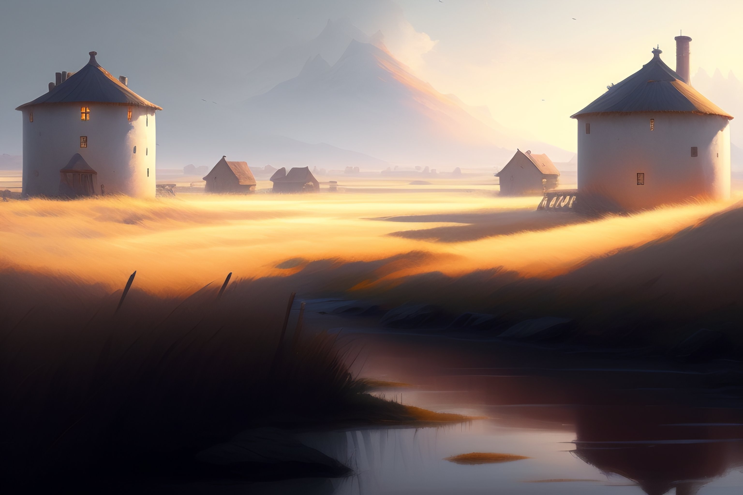 Lexica - Large mills overlook the village on the ponant, adjoining dry ...