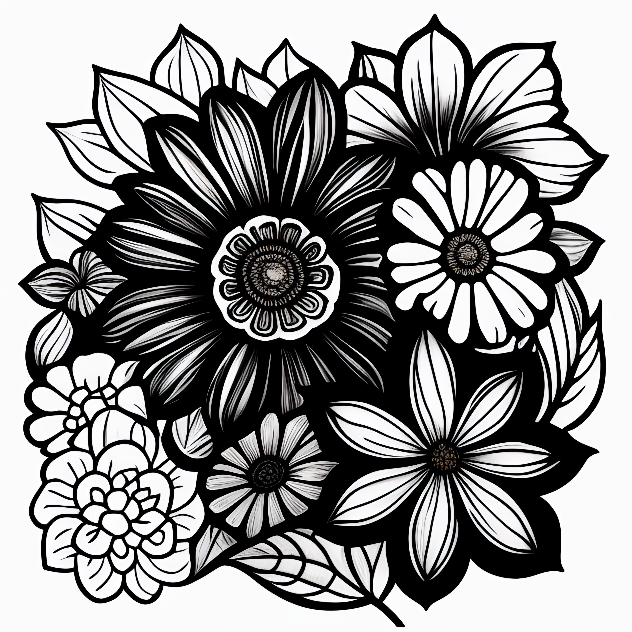 Black And White Flowers Clip Art