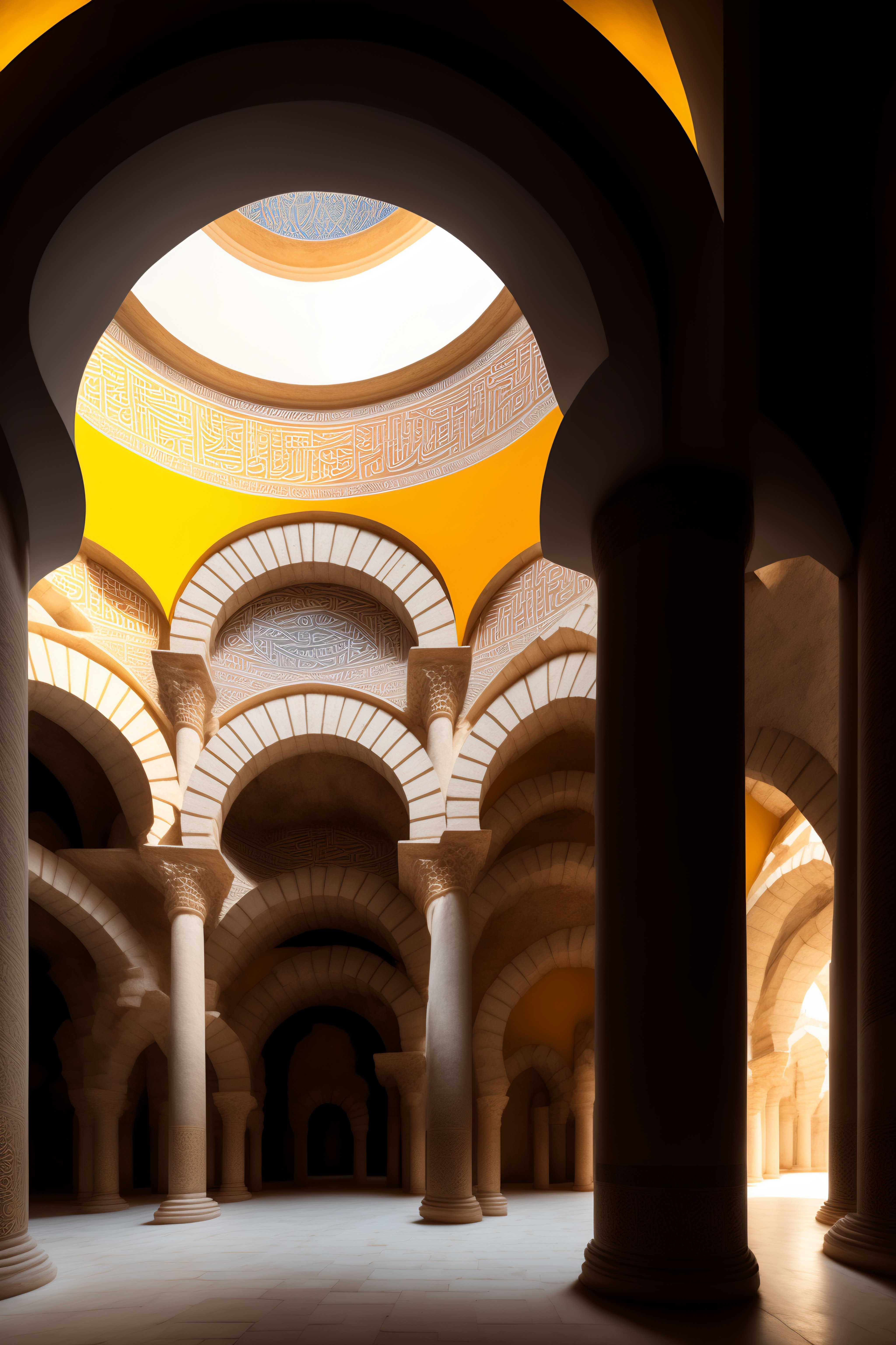 Lexica - Interior of circular temple with horseshoe arches style mosque ...