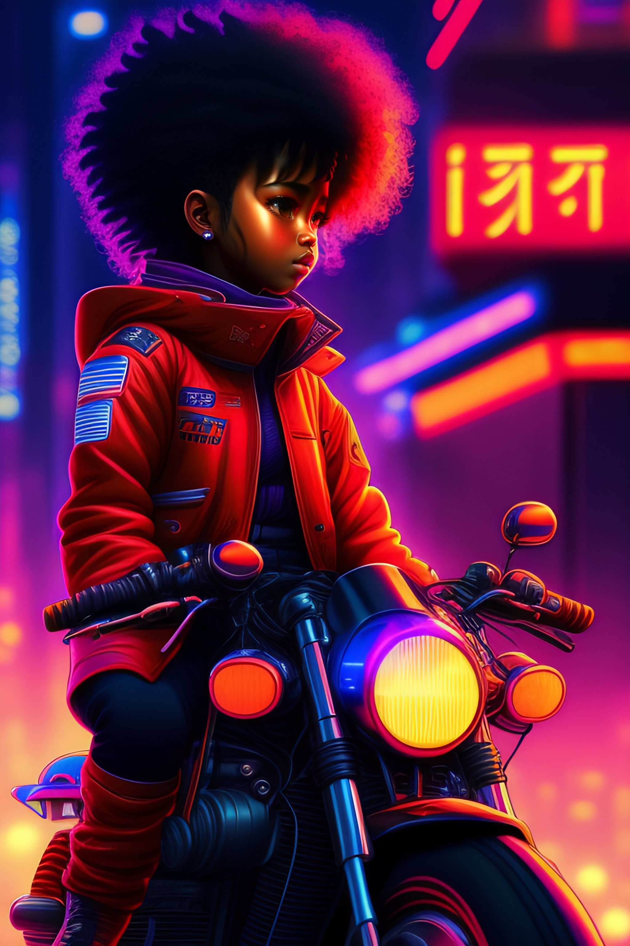 Lexica - Kaneda on his motorcycle in neo tokyo looking for akira, night ...