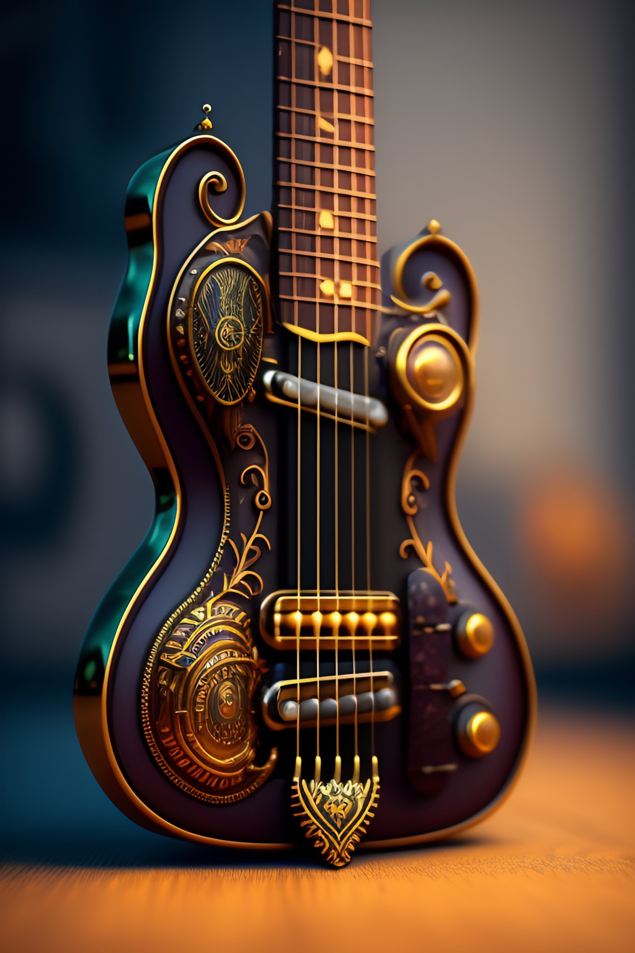 Lexica - Photo of an eccentric steampunk electric guitar with ornaments ...