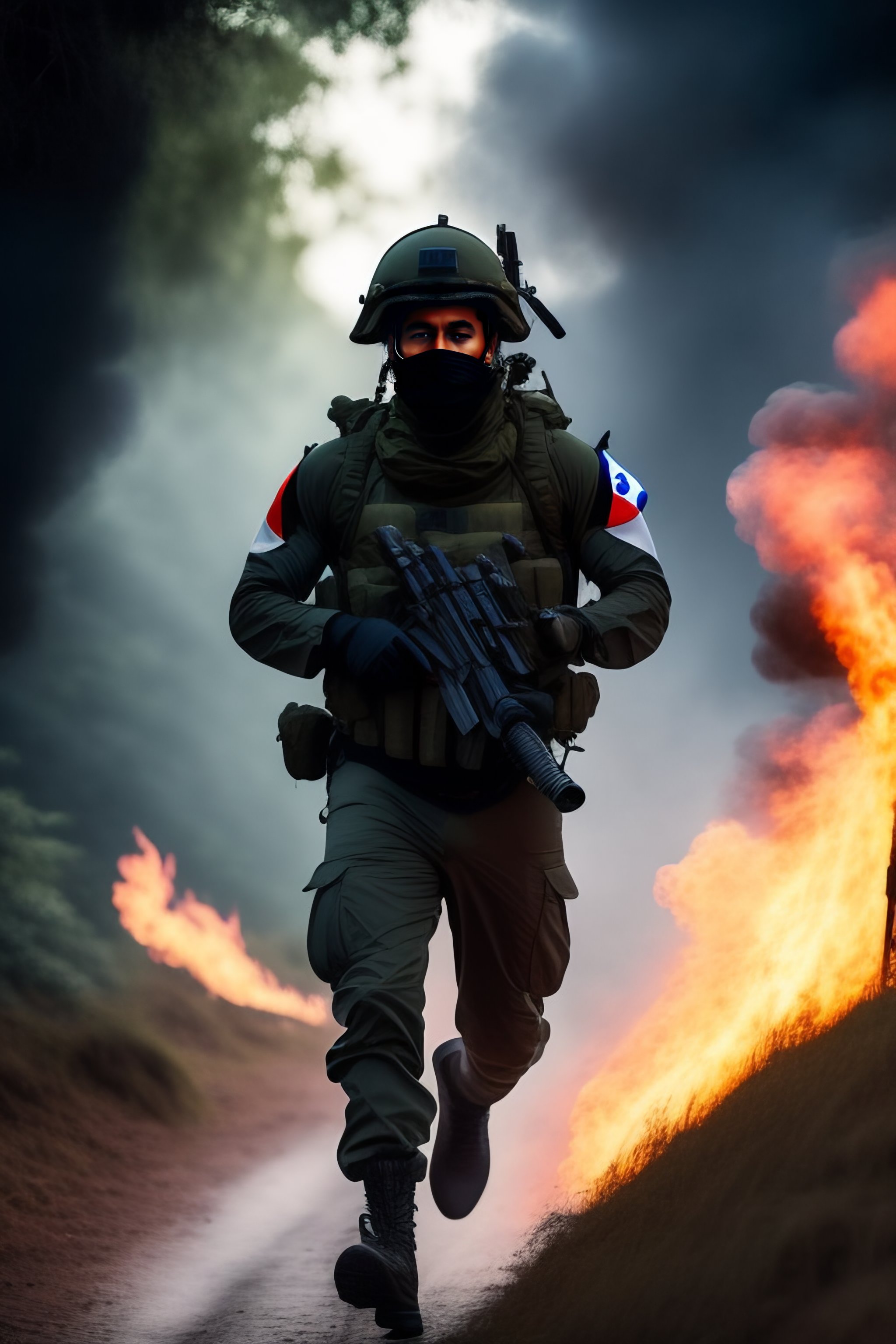 Lexica - A French solider with a adrian helmet and a france flag ...