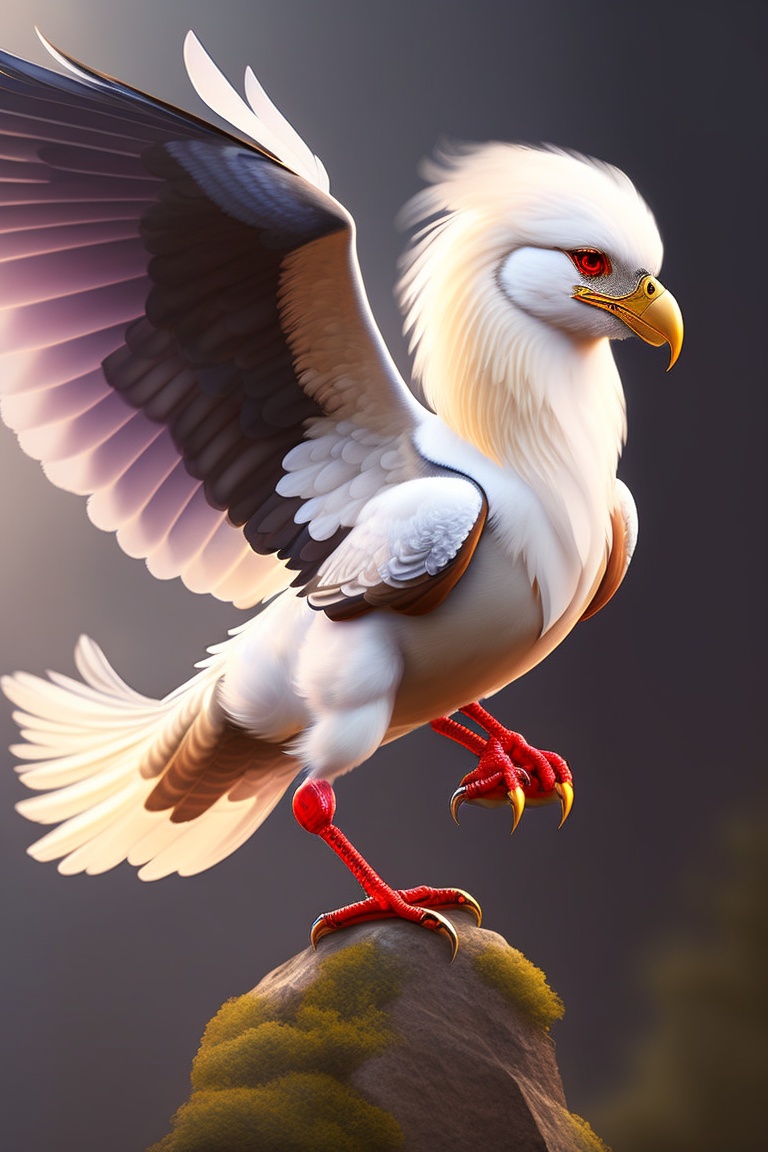 Lexica - White gold feather gryphon, four legs, red eyes, elegant, in ...